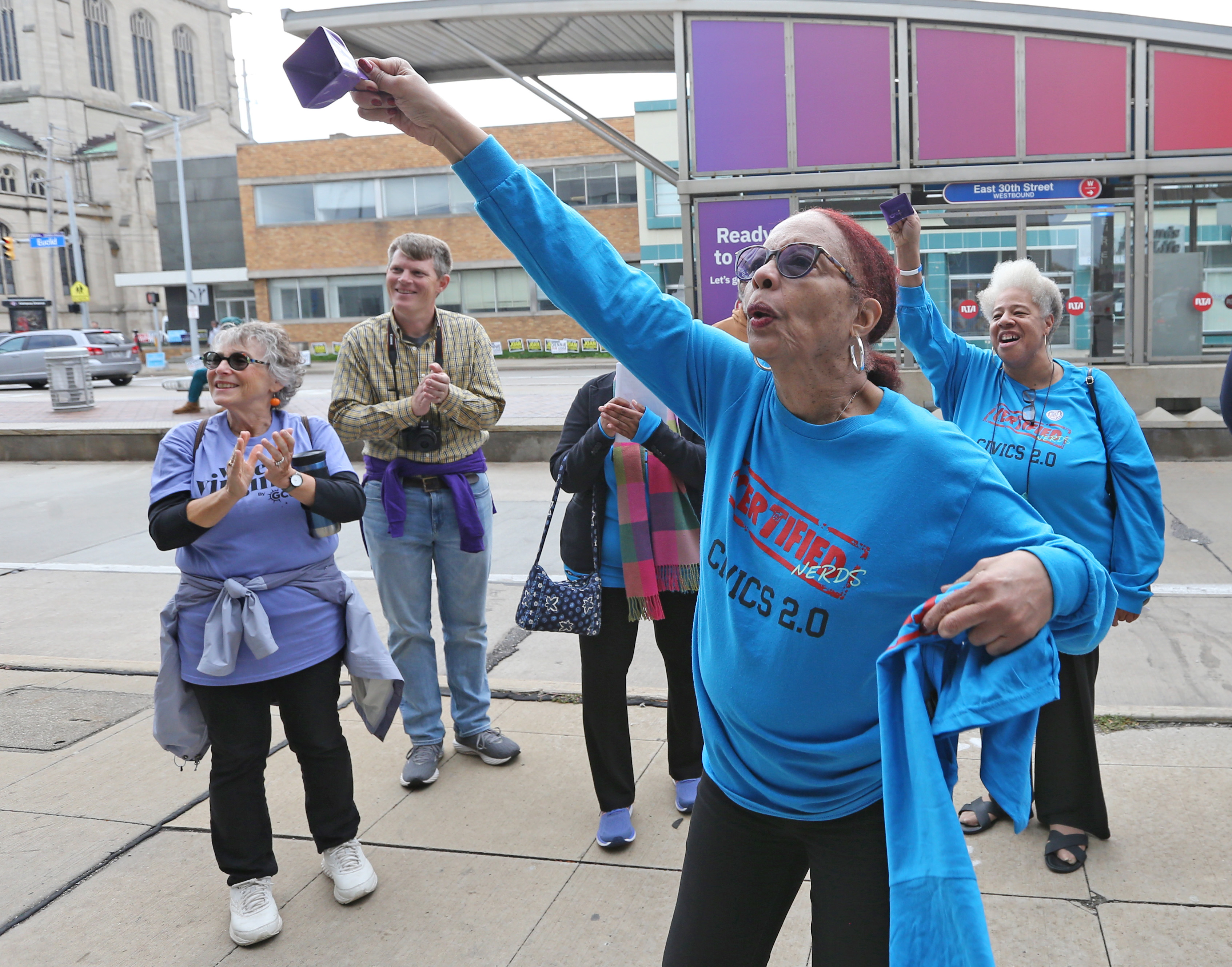 Newly eligible 18-year-old voters cast their first vote at the Cuyahoga ...