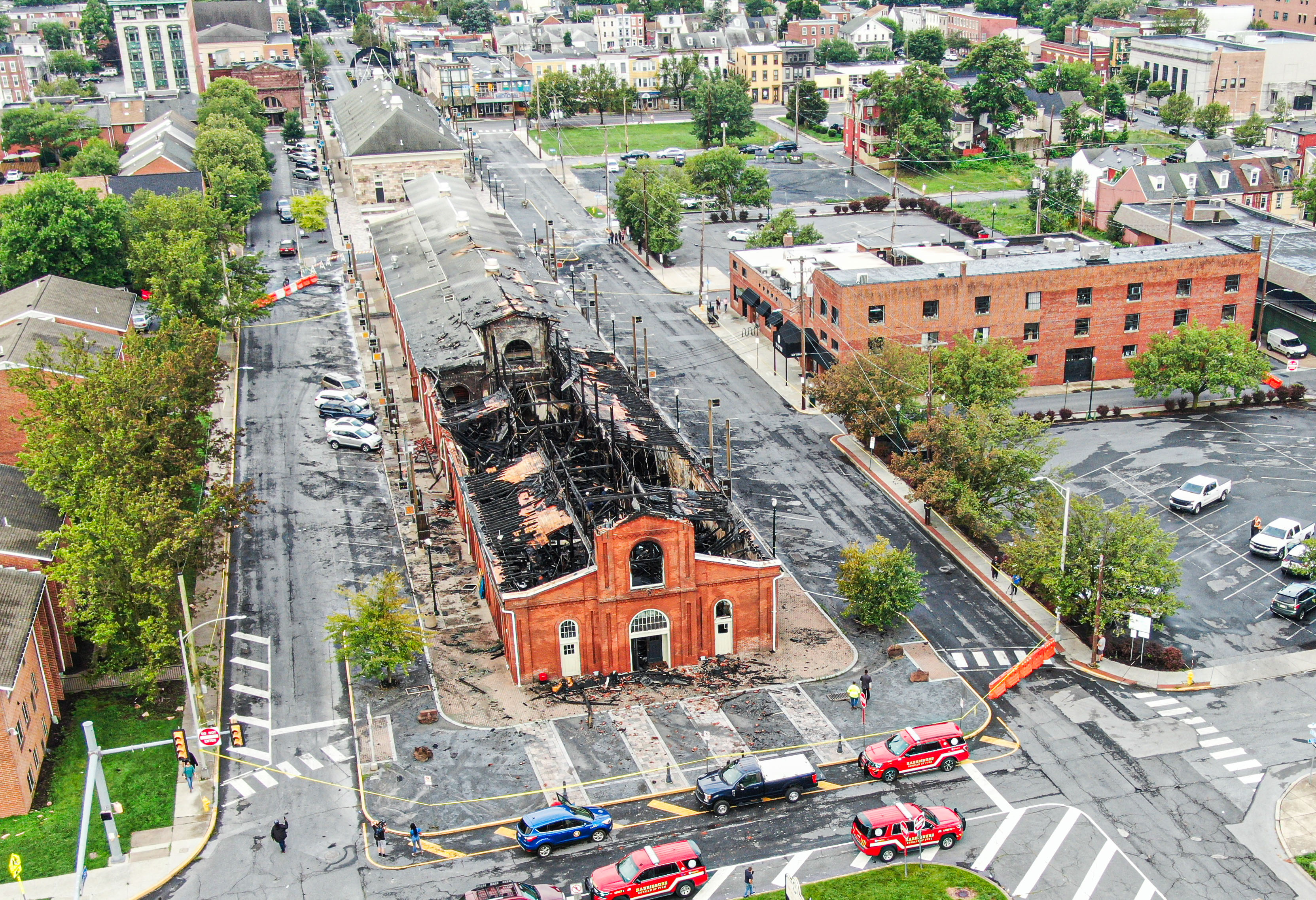 A drone's eye view of the aftermath from fire at the Broad Street ...