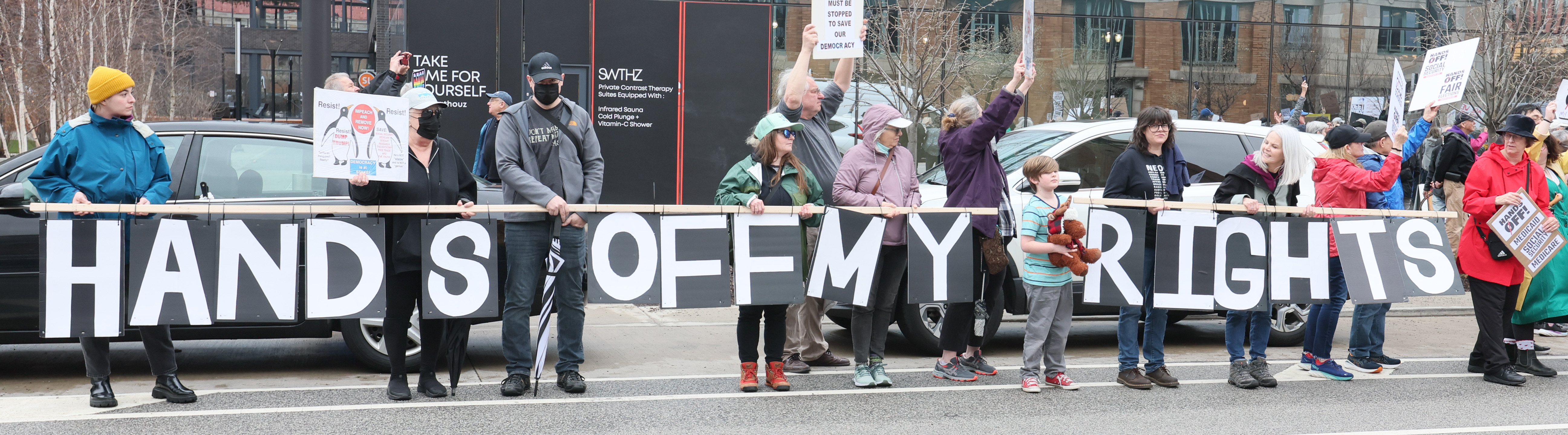 "Hands Off" protest against President Trump policies at West Side ...