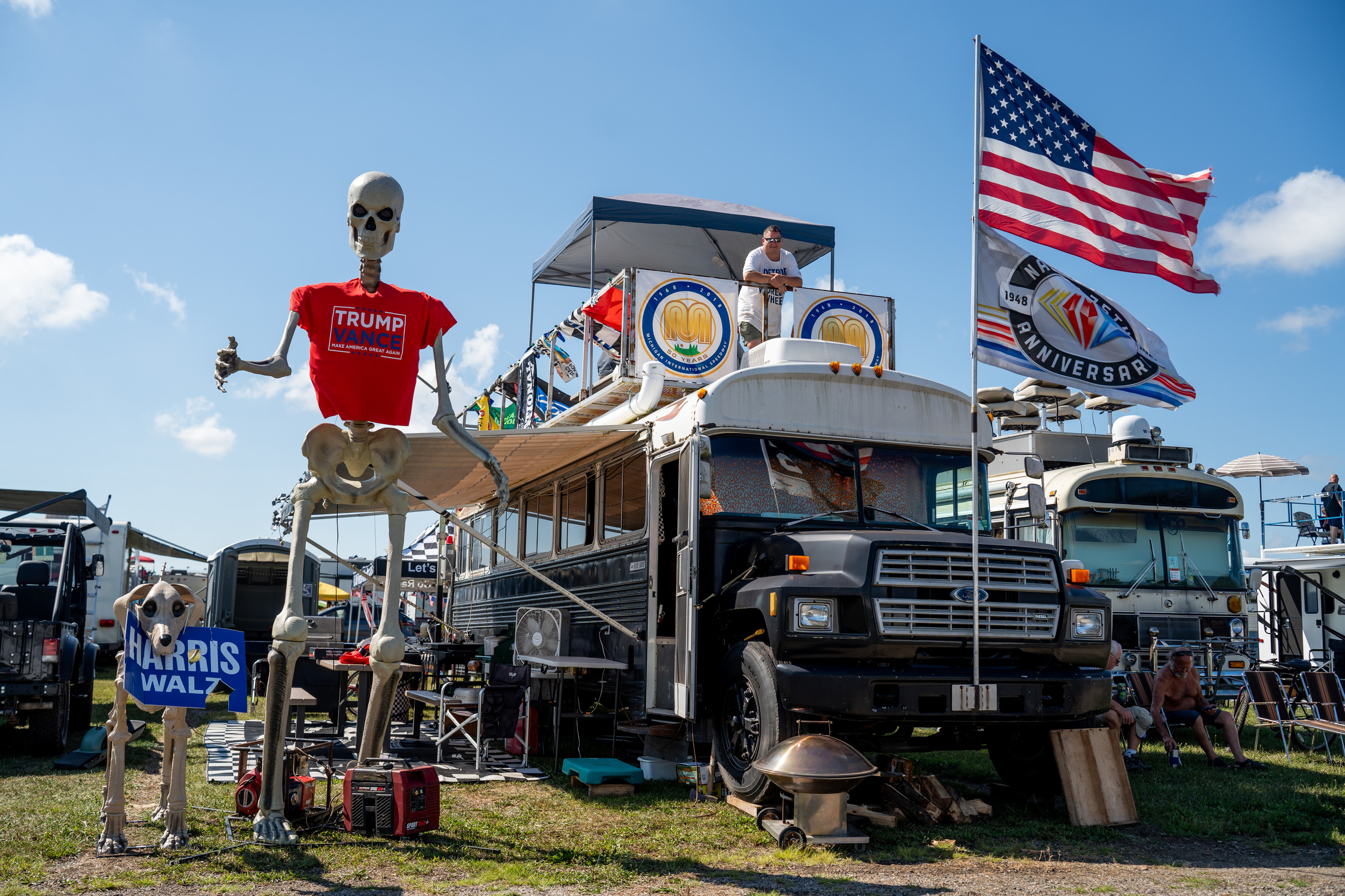 Day and night inside the infield at Michigan International Speedway ...