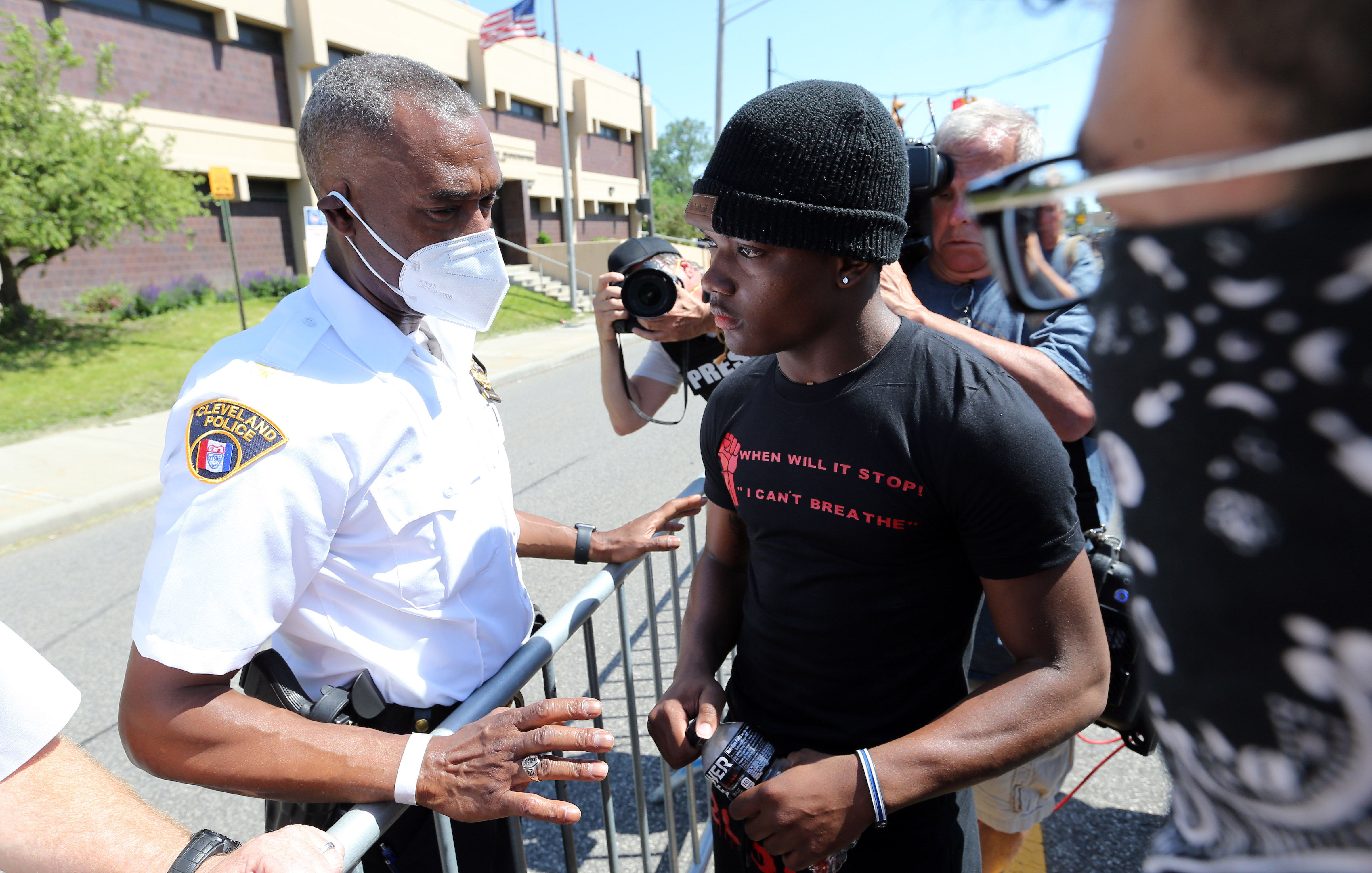 Protesters rally at Cleveland Police First District Headquarters, June ...