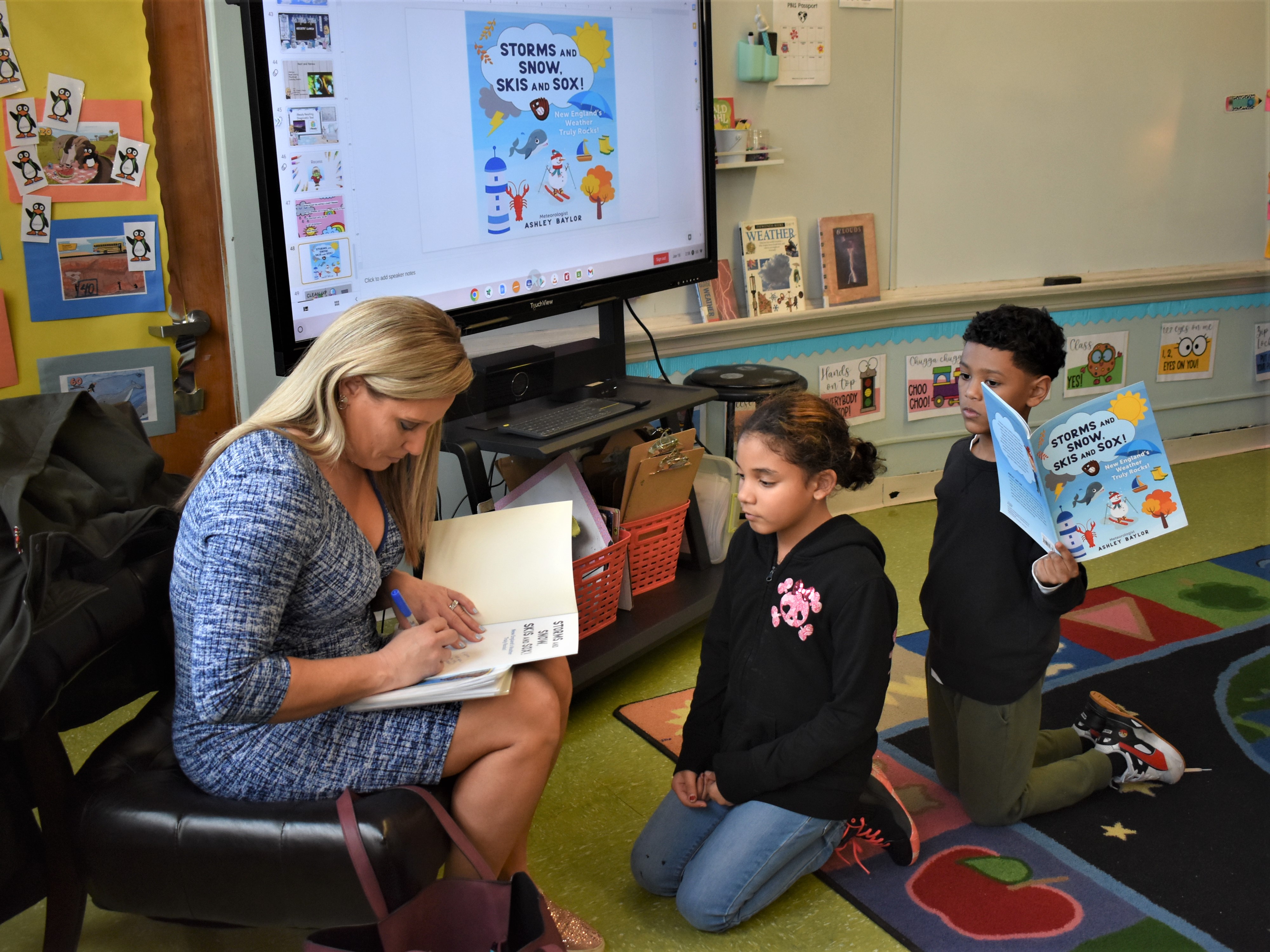 Meteorologist Ashley Baylor at Franklin Ave school - masslive.com