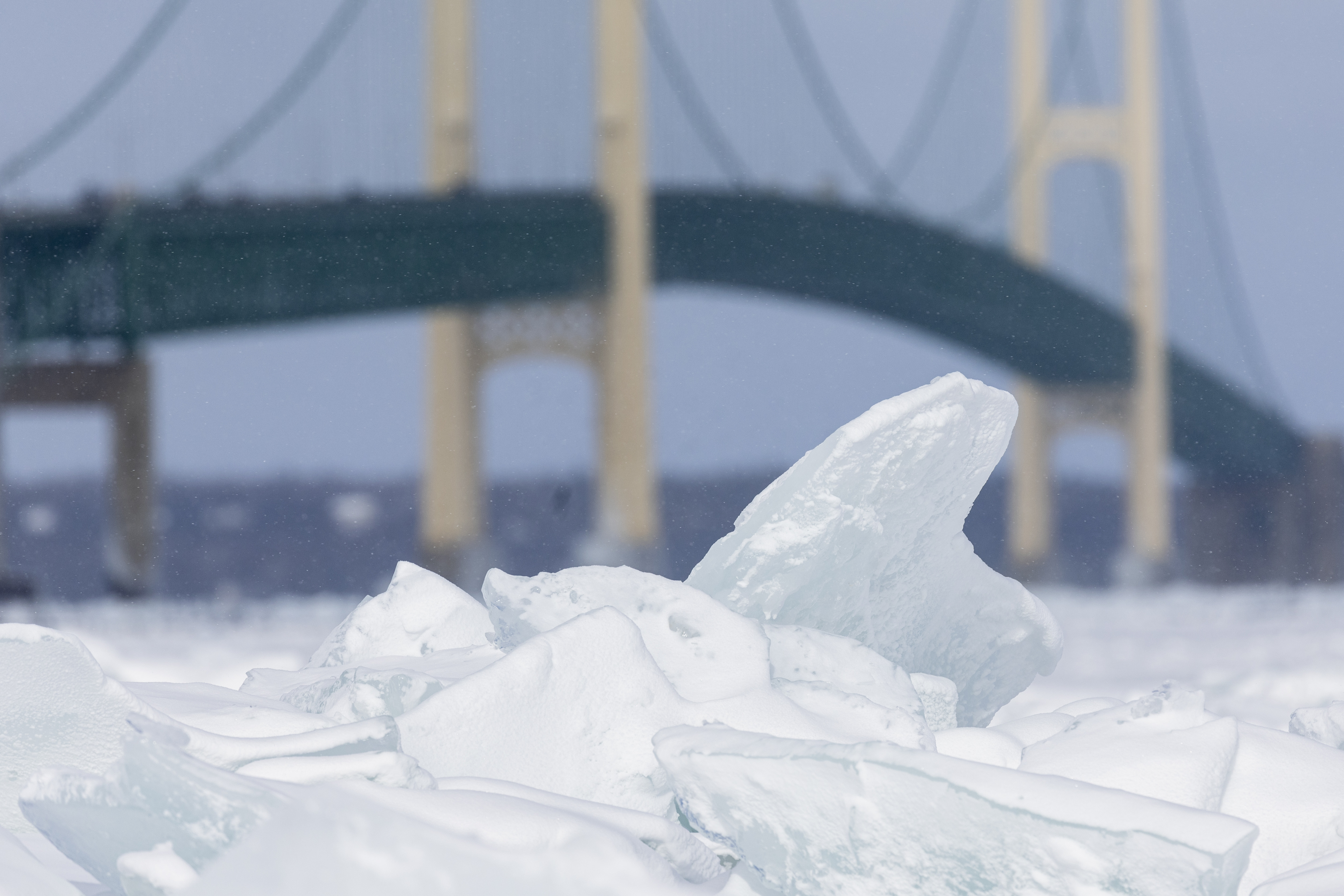 Mackinac Bridge surrounded by ice - mlive.com