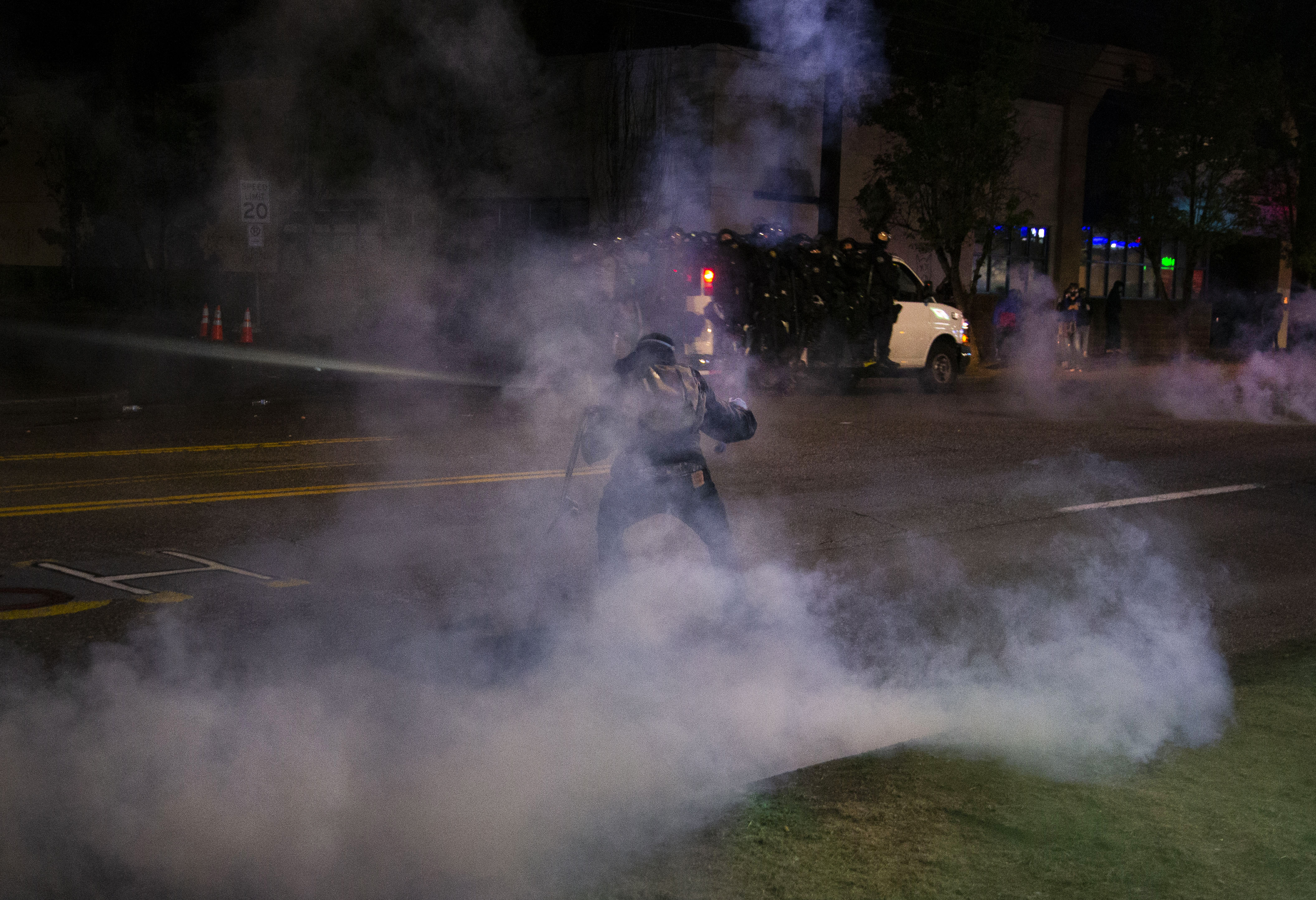 Riot declared as fire set outside Portland police union headquarters ...