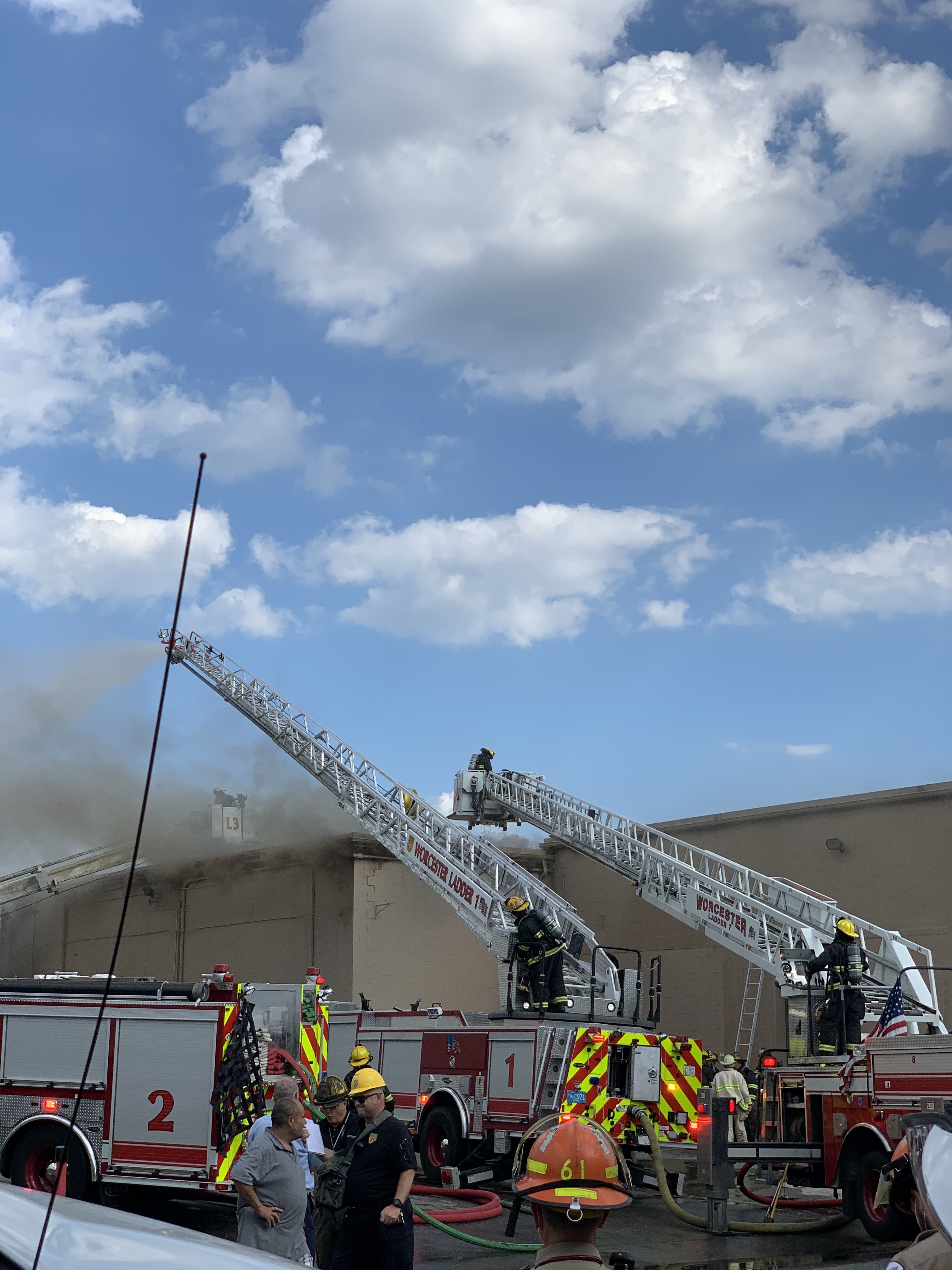 Firefighters battle blaze at cold storage building in Worcester ...