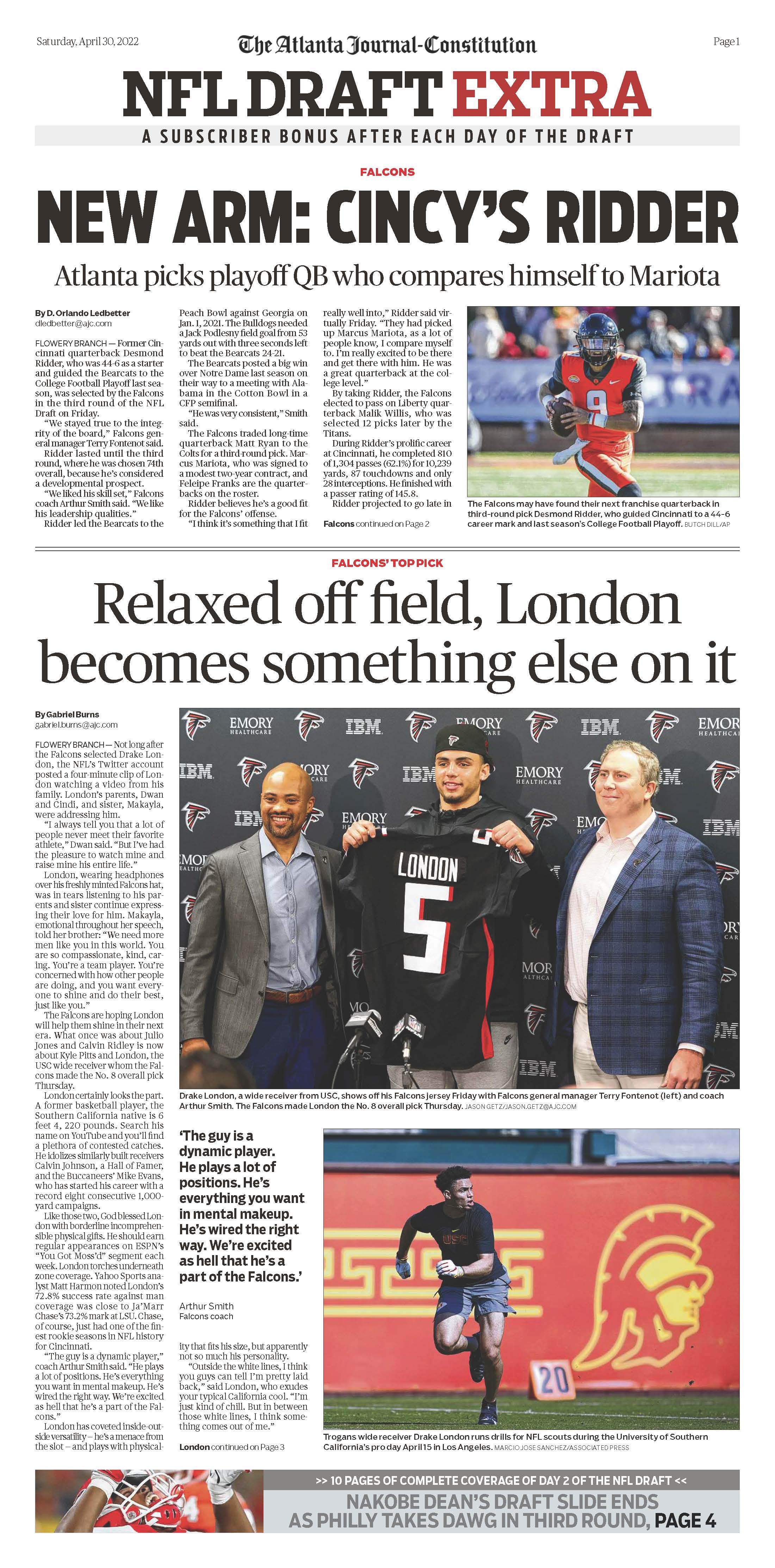 A quarterback for the Falcons and more NFL Draft coverage in Saturday ...