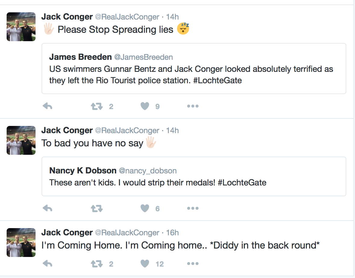US swimmer Jack Conger tweets "Free Ryan Lochte;" Gunnar Bentz takes ...