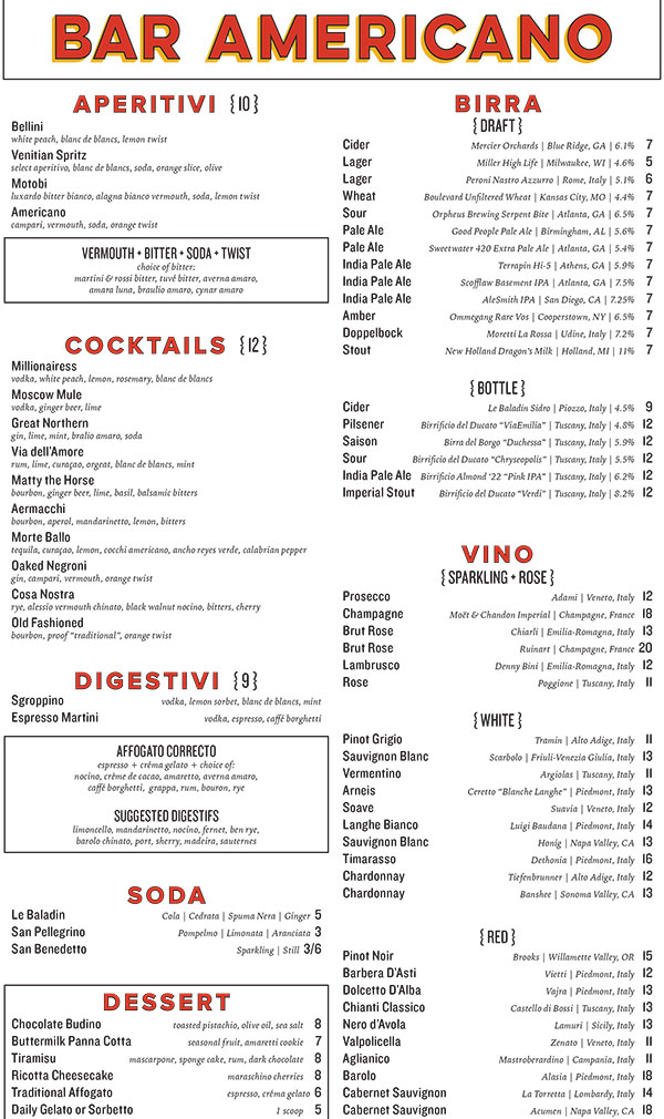 Take a look at the menus for Bar Americano, Bar Crema now open in ...