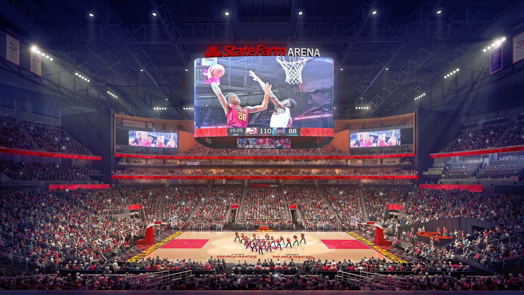 Hawks upsize video boards in remade arena