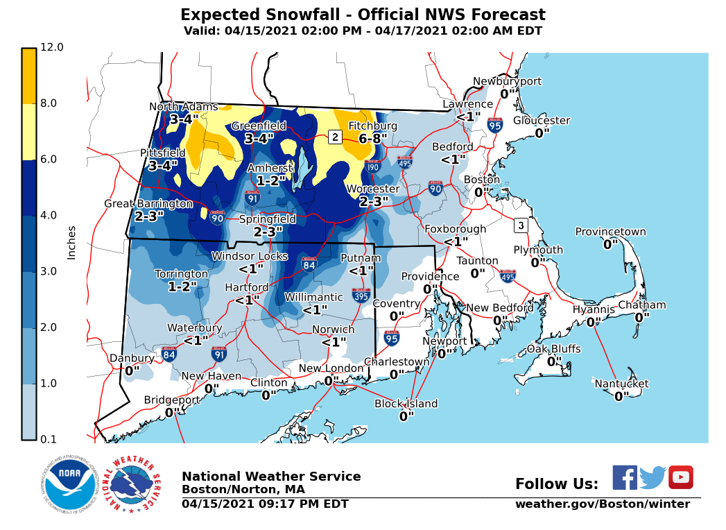 Snow falling in parts of Western, Central Massachusetts - The Boston Globe