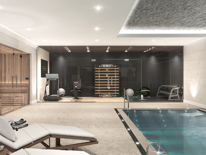 Gym With Indoor Pool And Sauna