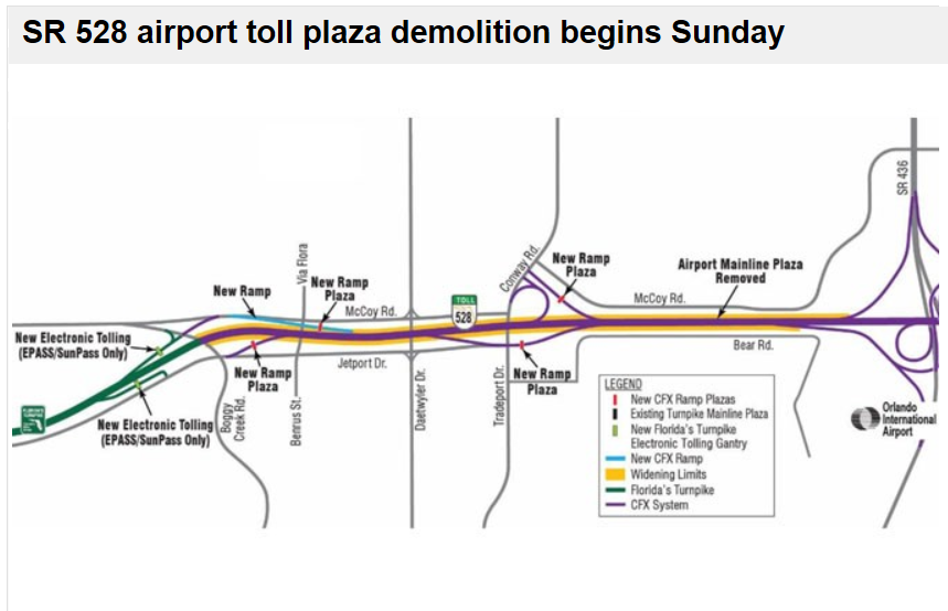 Demoltion of the SR 528 Airport toll plaza begins Sunday – WDBO