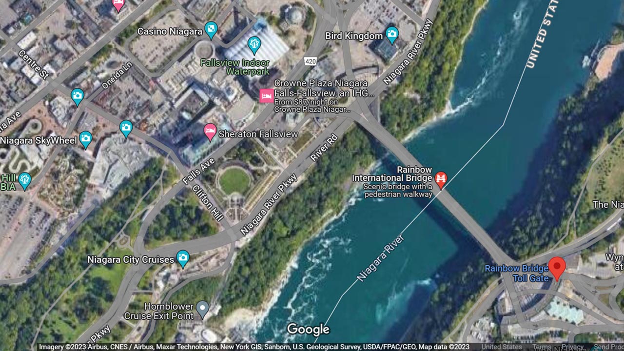 Rainbow Bridge Niagara Falls Map