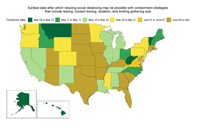 Map shows when each state can consider ending lockdowns – WDBO