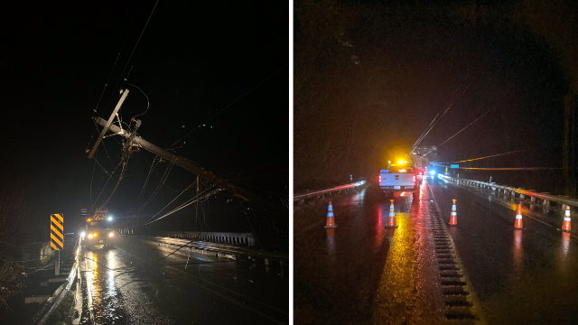 Downed power pole blocks US 101; many experience power outages in Mason ...
