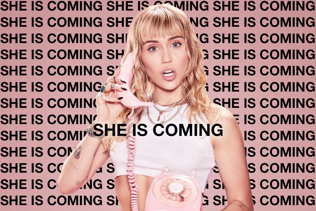 Miley Cyrus advertises her new EP music album She Is Coming with OOH ...