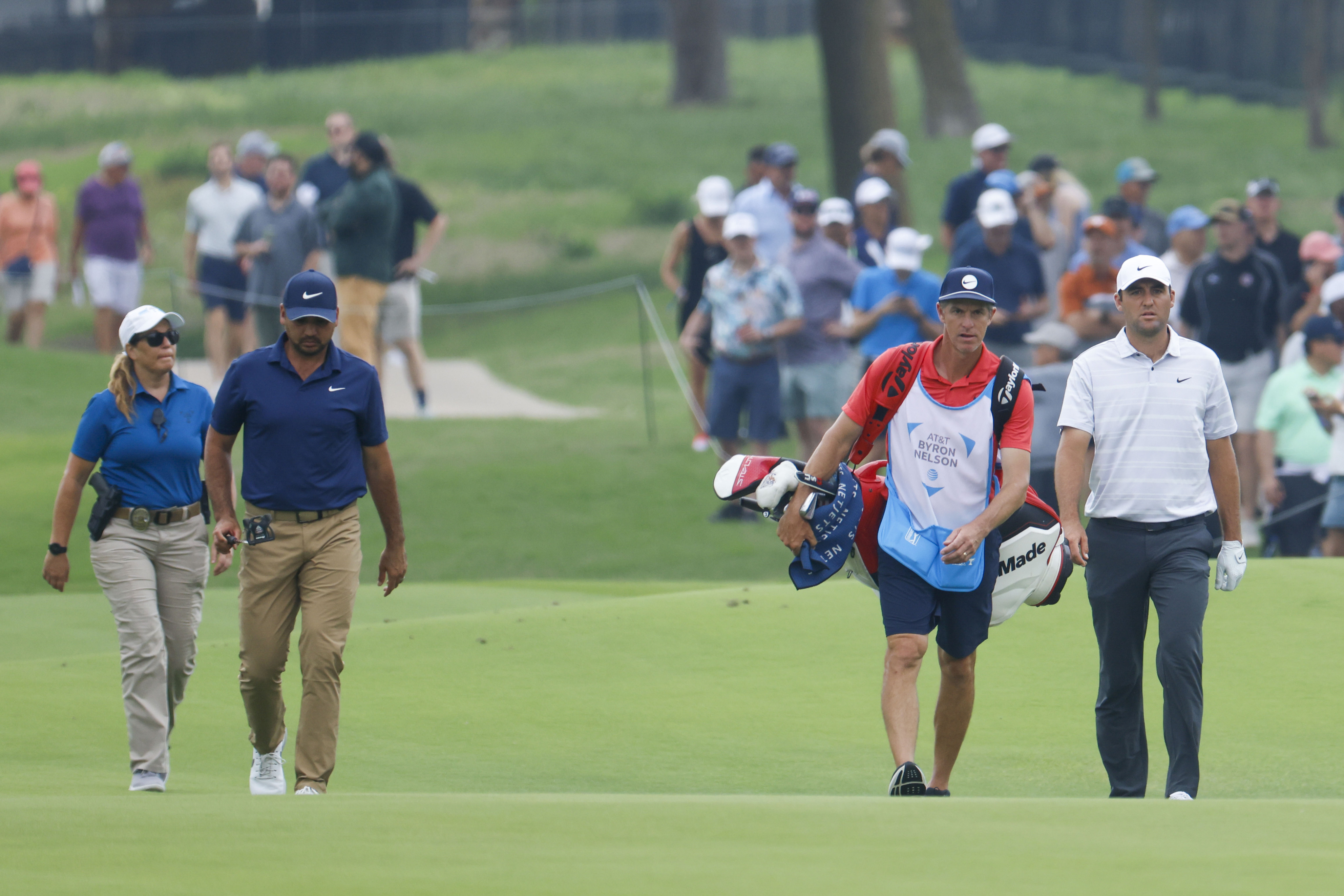 Go for green! Jason Day hits a shot during the AT&T Byron Nelson at TPC ...