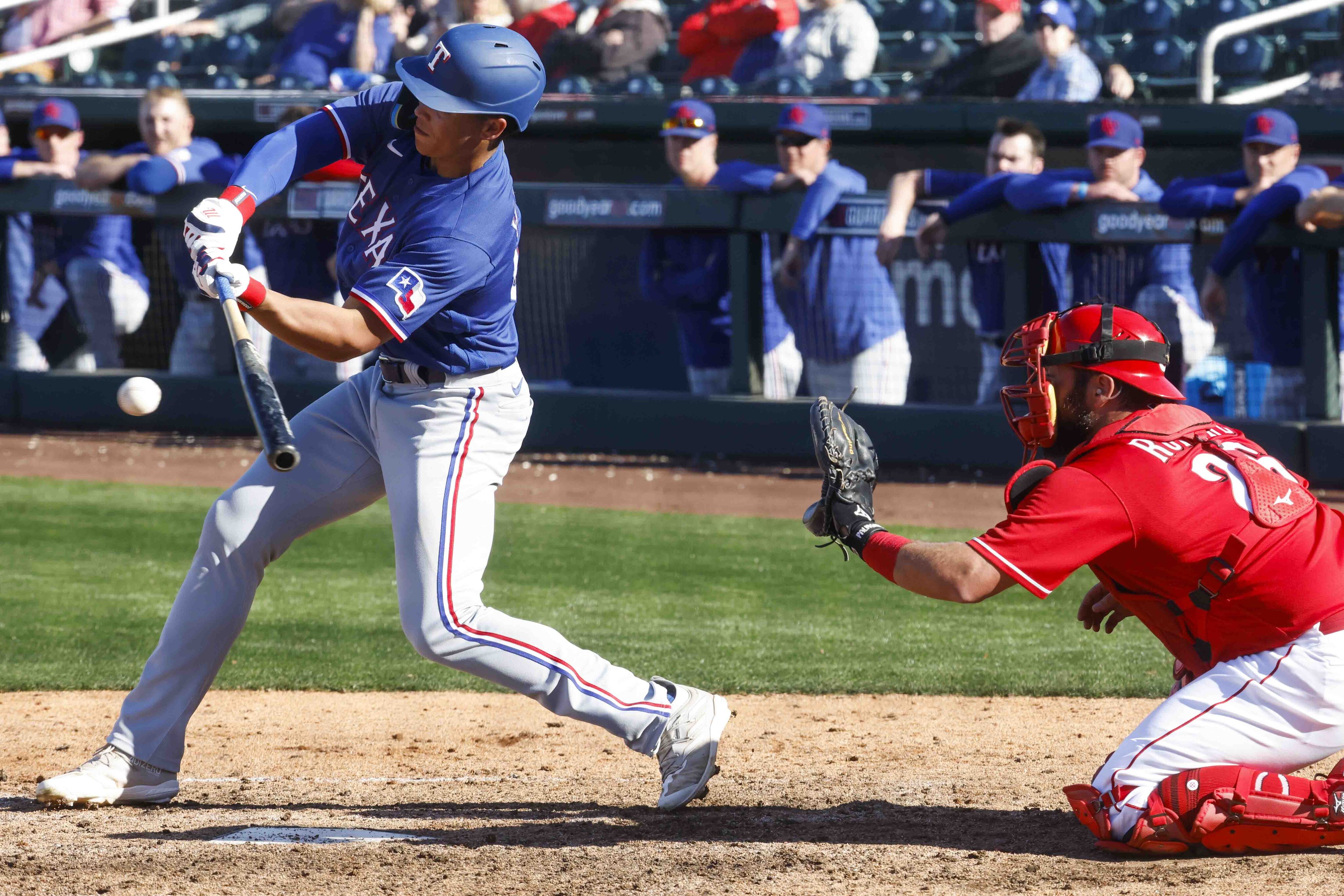 Photos: Up top! Rangers Jonathan Ornelas, Joe McCarthy high-five after ...