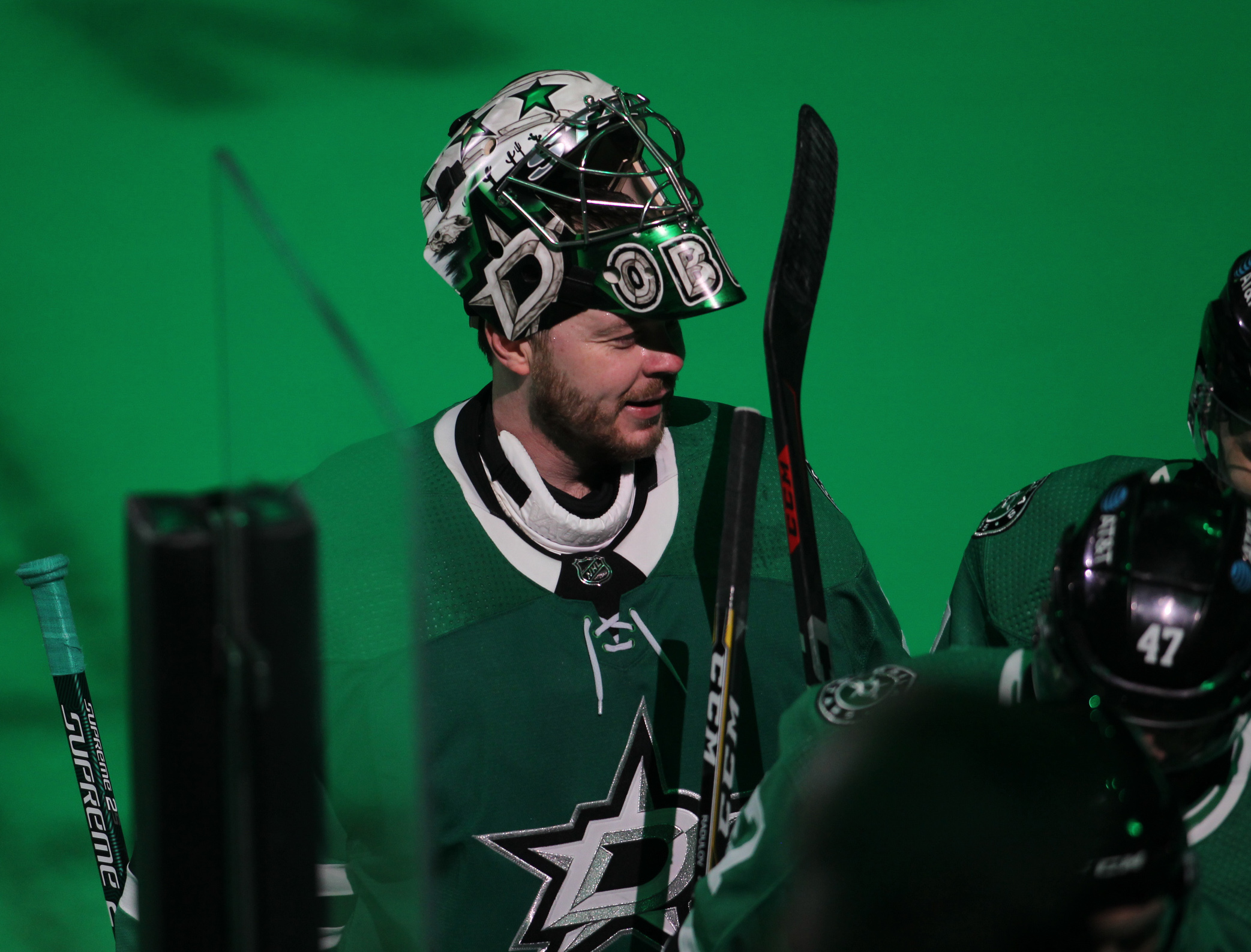 Photos: Anton Khudobin extends for save, Stars are all smiles in win ...