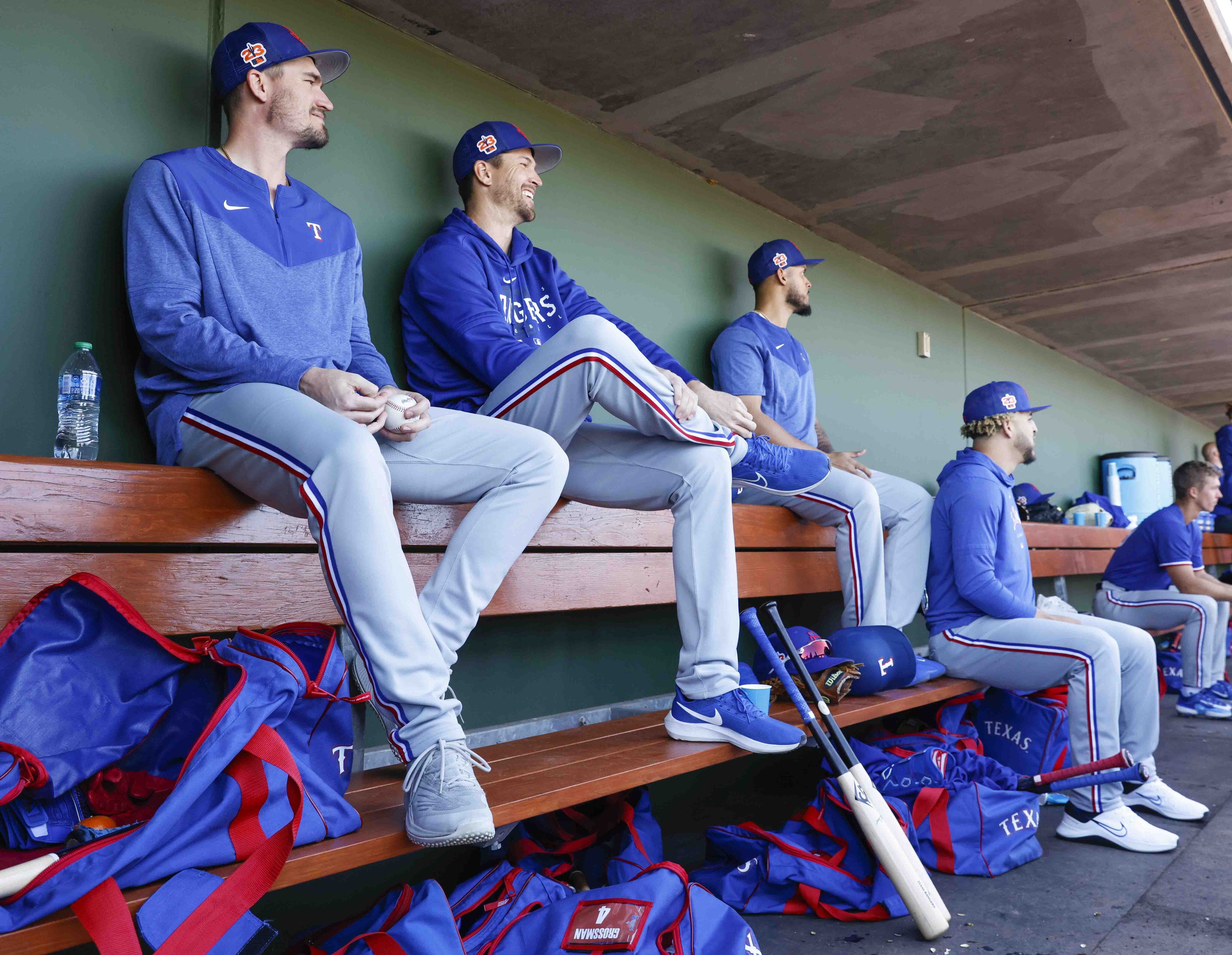 Photos: Game time! Josh Jung celebrates after scoring in the first ...