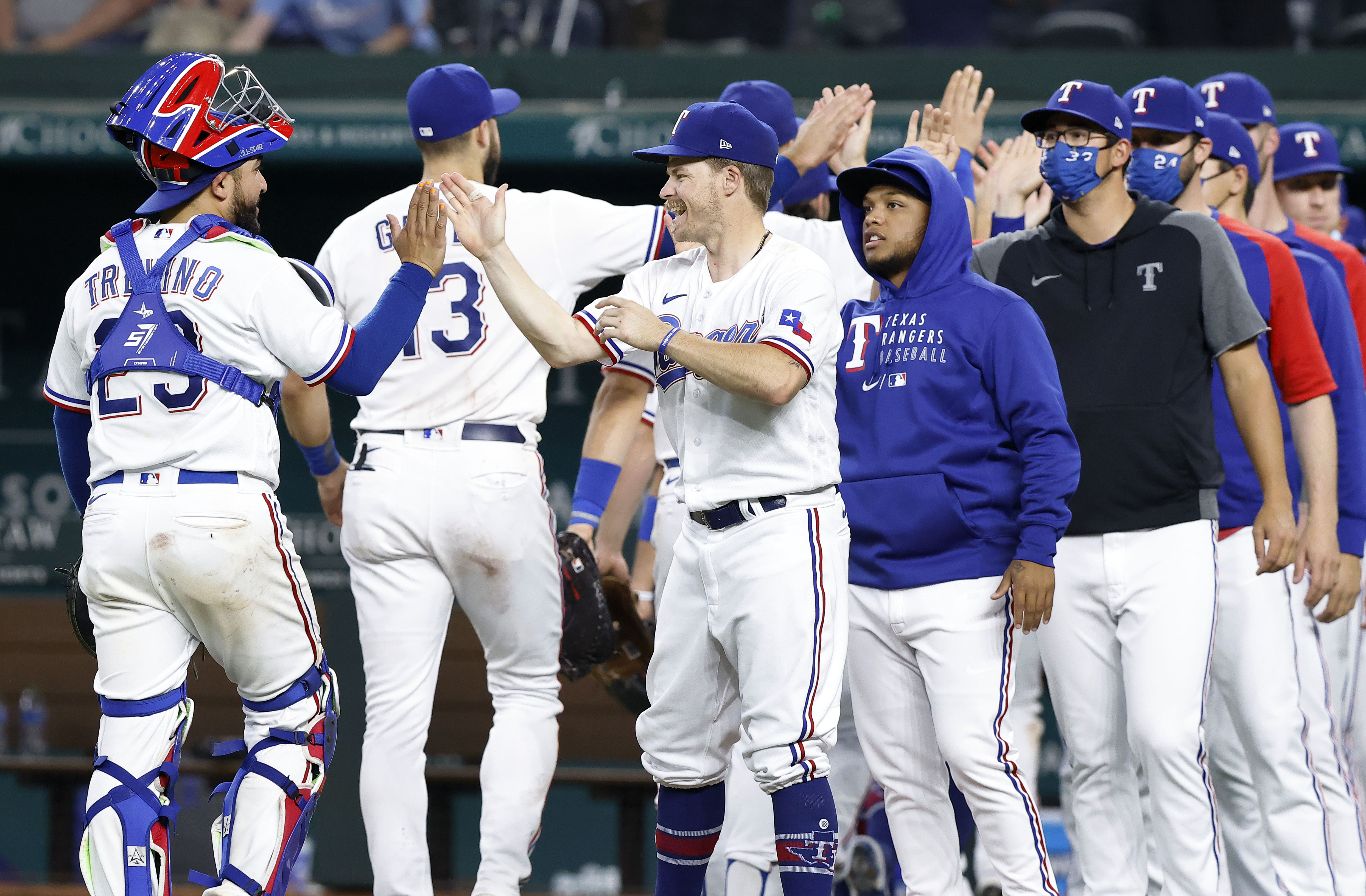 Photos: Hello Win Column! Rangers' bats wake up in 4-1 victory over Red ...