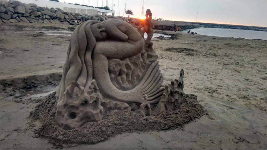 Costa Verde: Hermosa sirena en escultura de arena fue realizada por ...