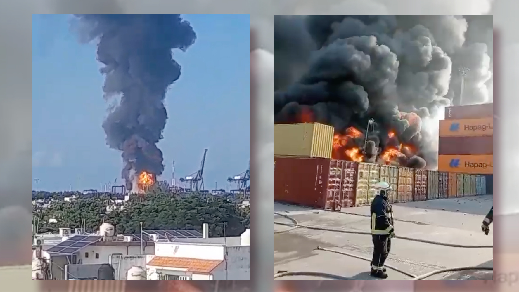 Explosión De Mercancías En El Puerto El Incendio Del Buque Maersk