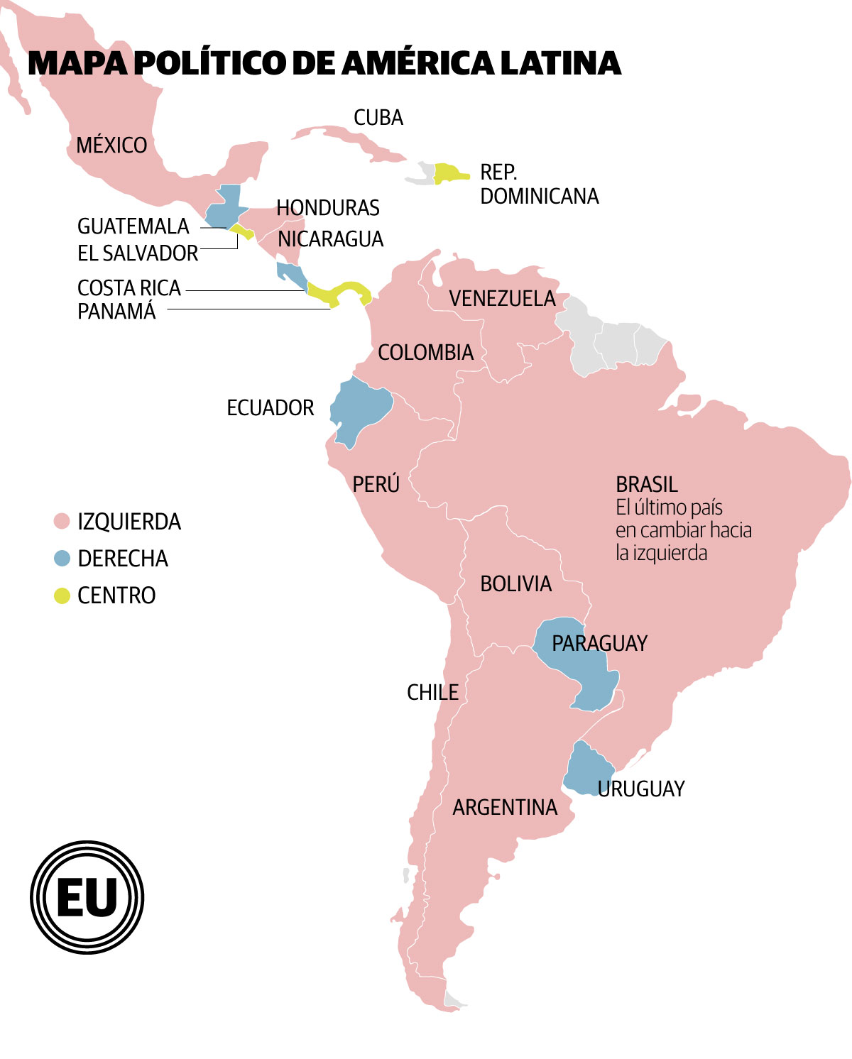 Mapa Geográfico Político De América Latina.