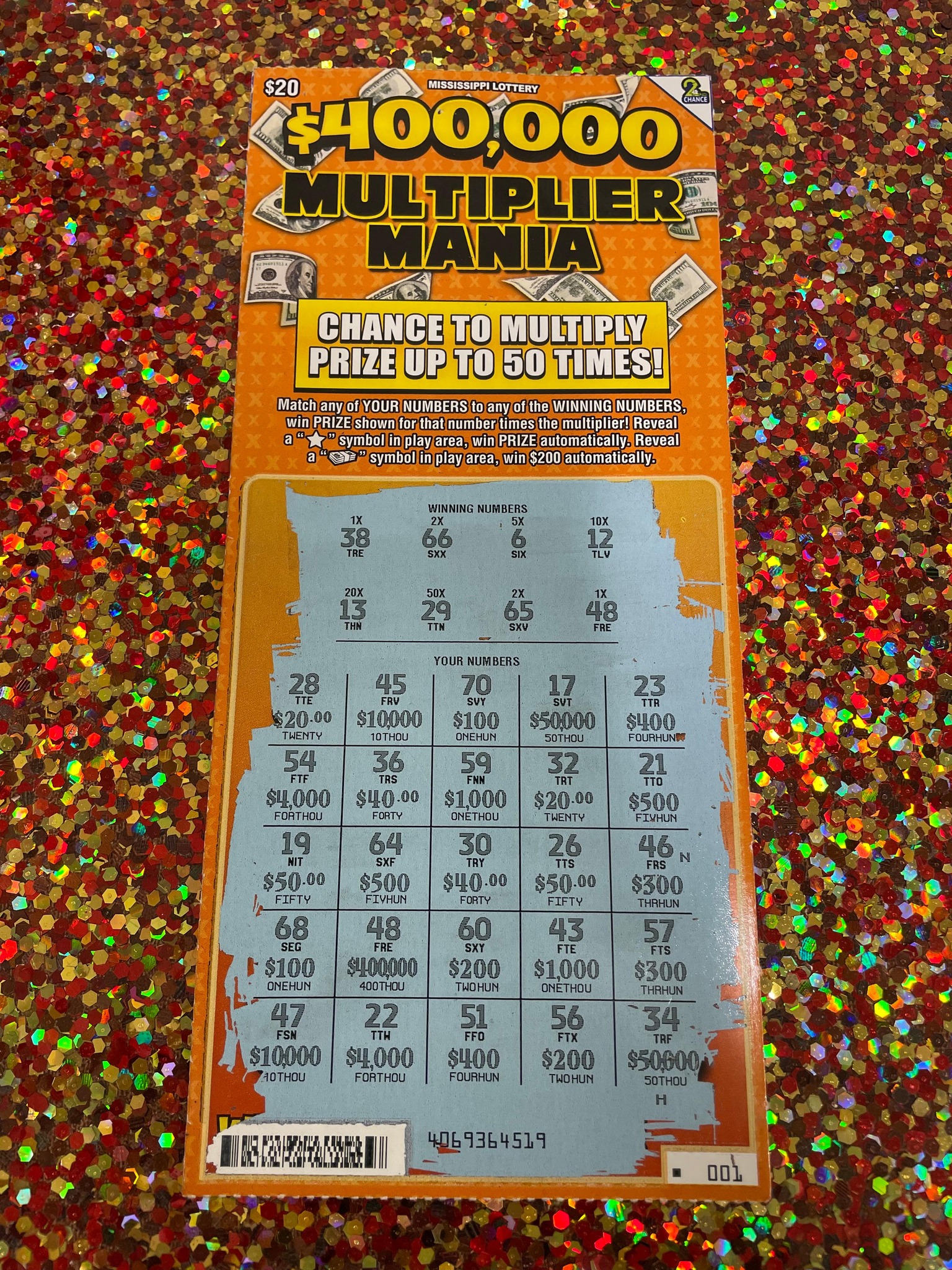 Winning Scratch Off Lottery Ticket