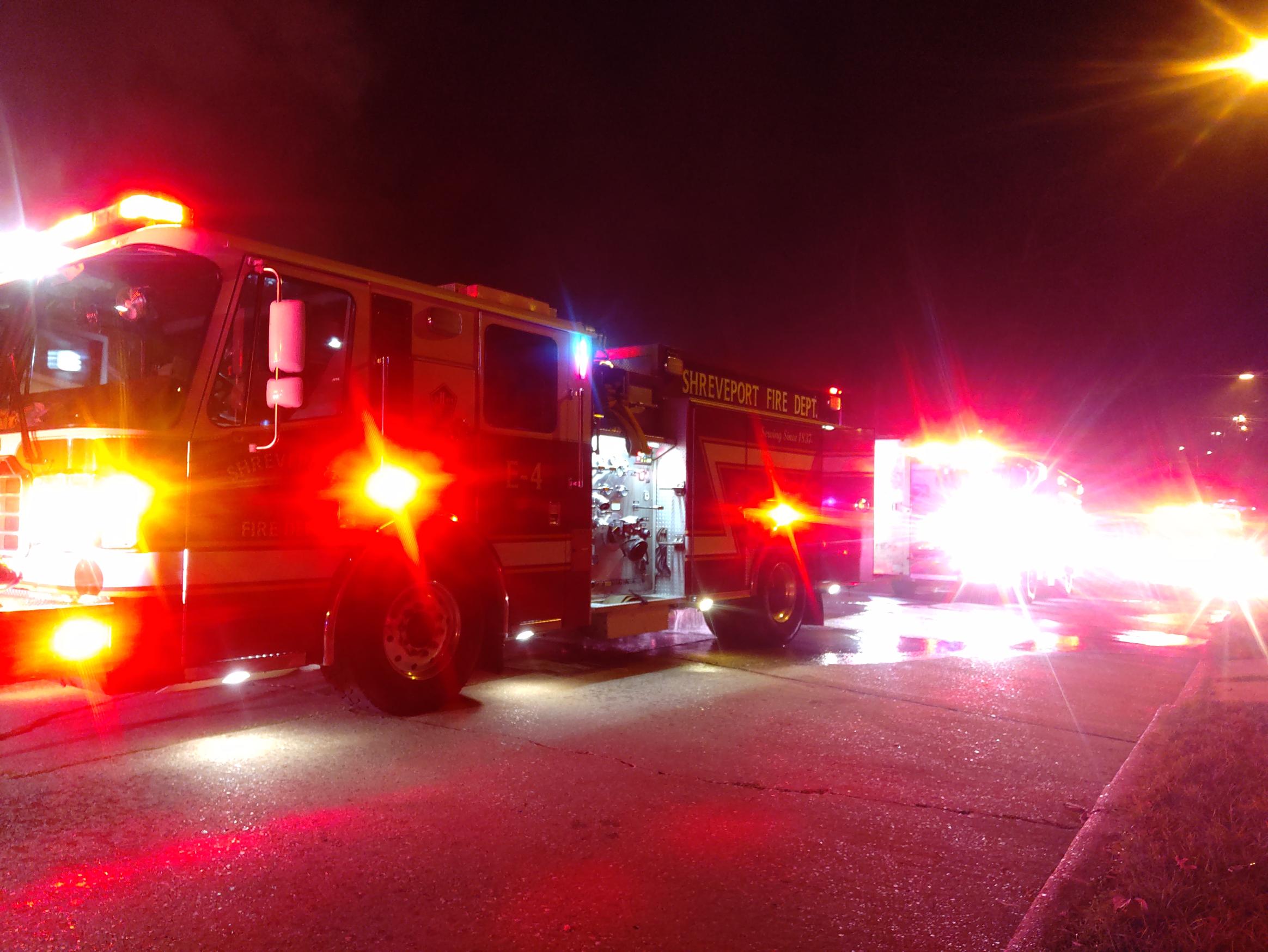 Fire Trucks Responding At Night