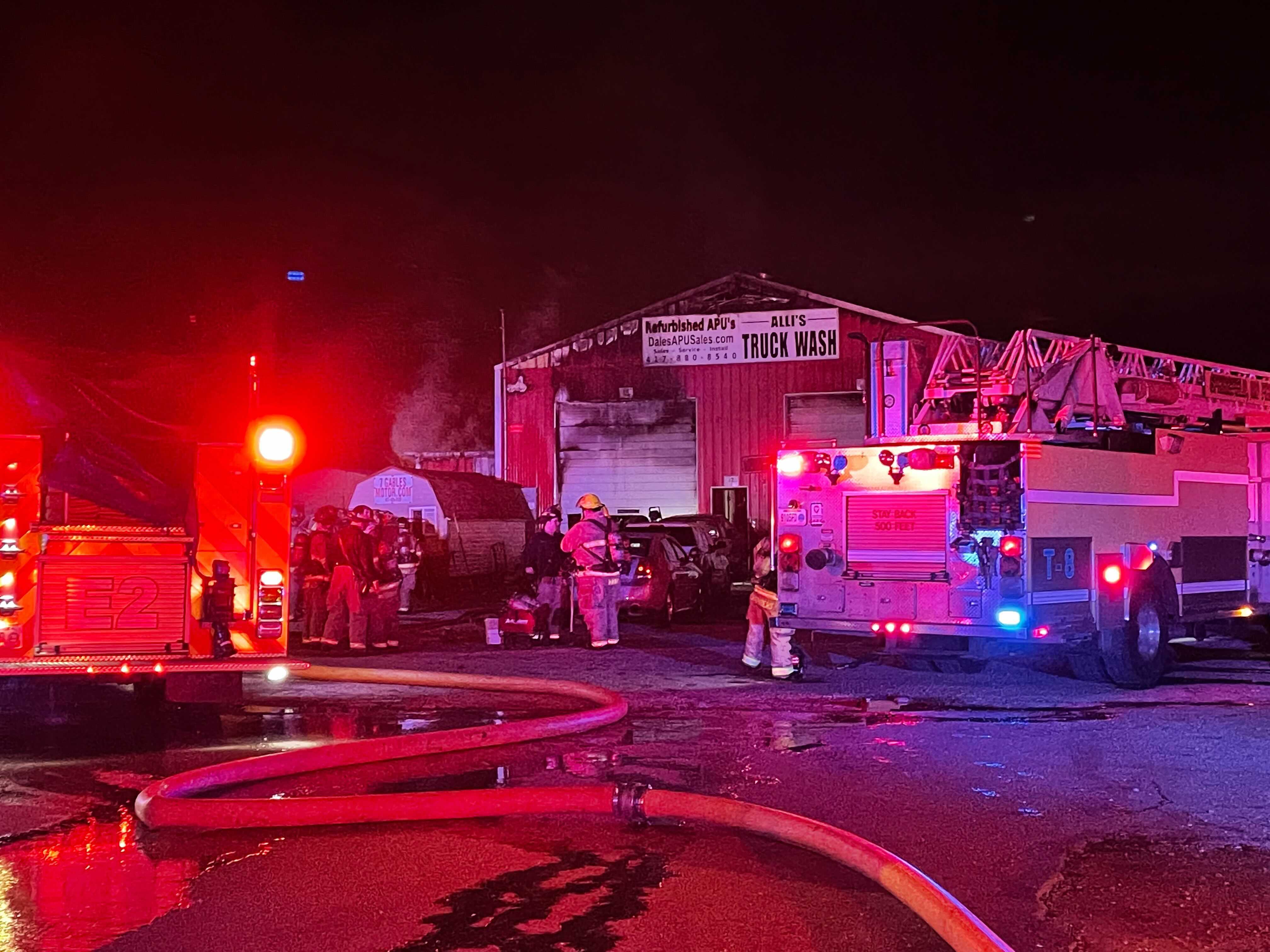 Fire Trucks Responding At Night