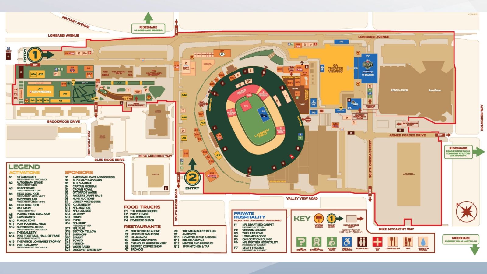 Detailed Map Of Lambeau Field
