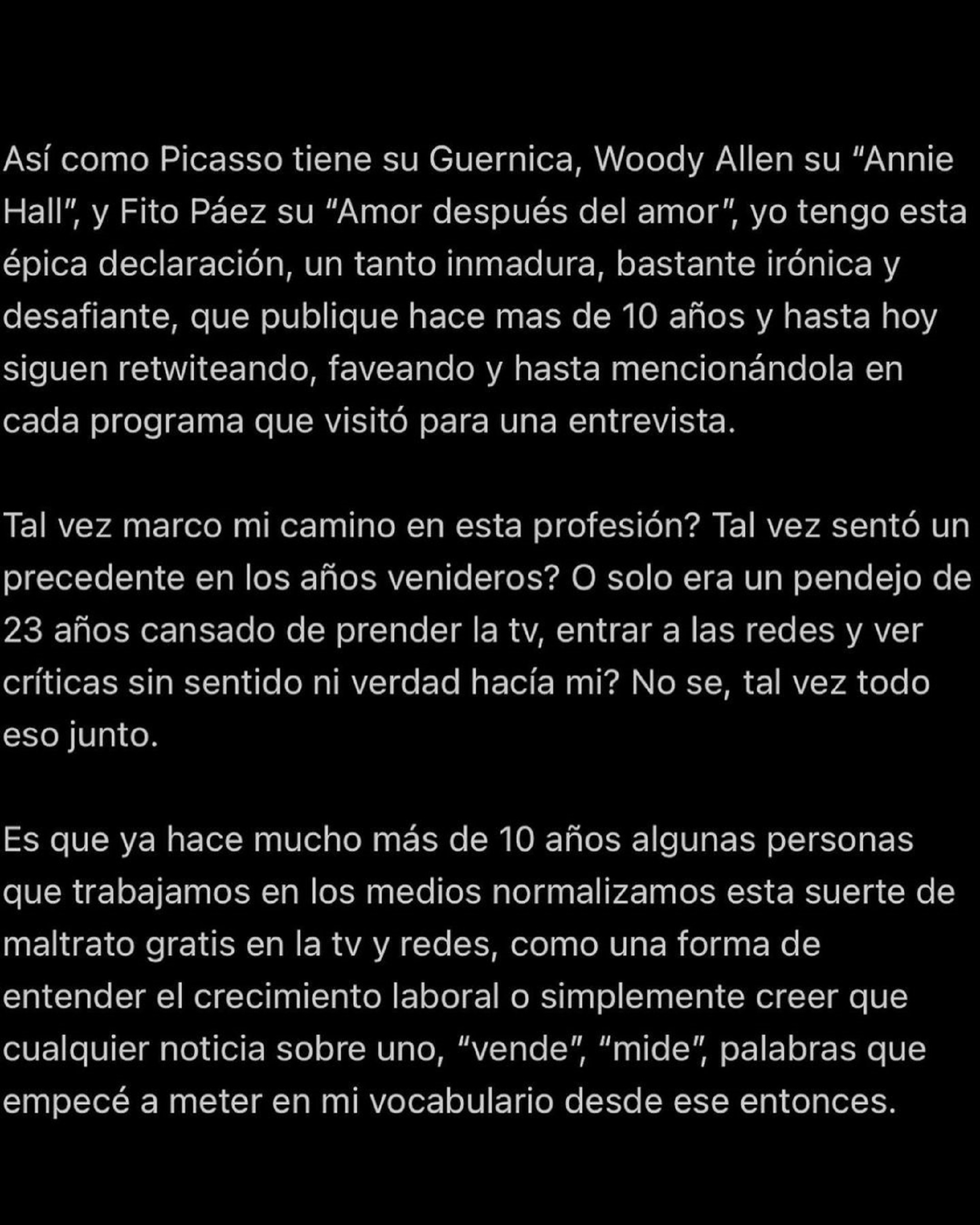 Fede Bal recordó un tuit suyo que sigue siendo viral: “Fue una ...