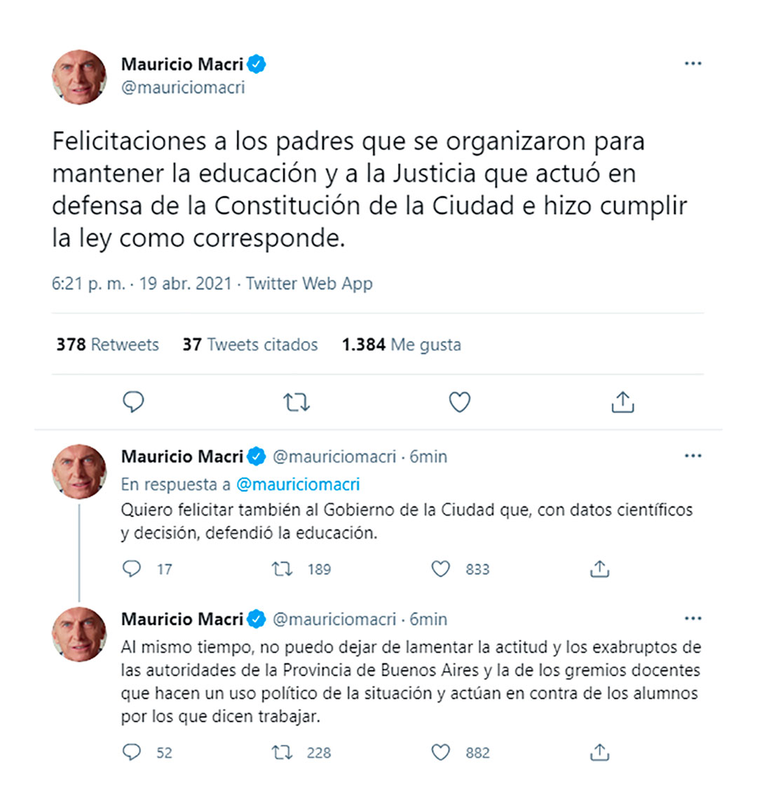 El Mensaje De Mauricio Macri En Twitter Por El Mantenimiento De Las 7045