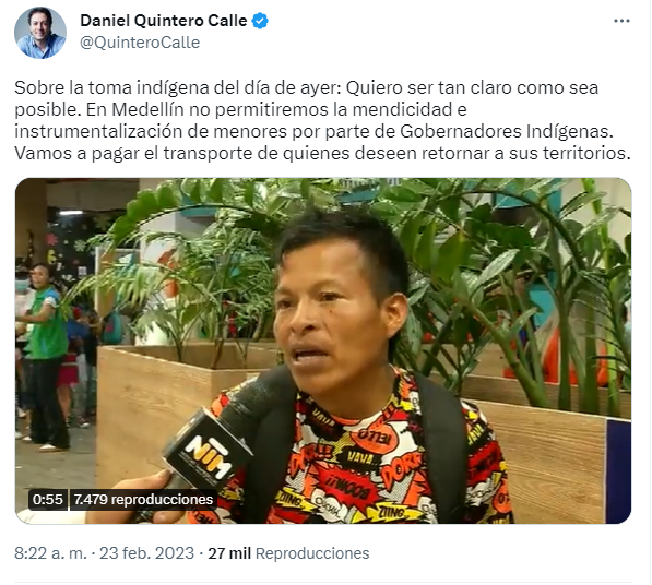 El Alcalde Daniel Quintero Aseguró Que No Permitirá La Mendicidad De