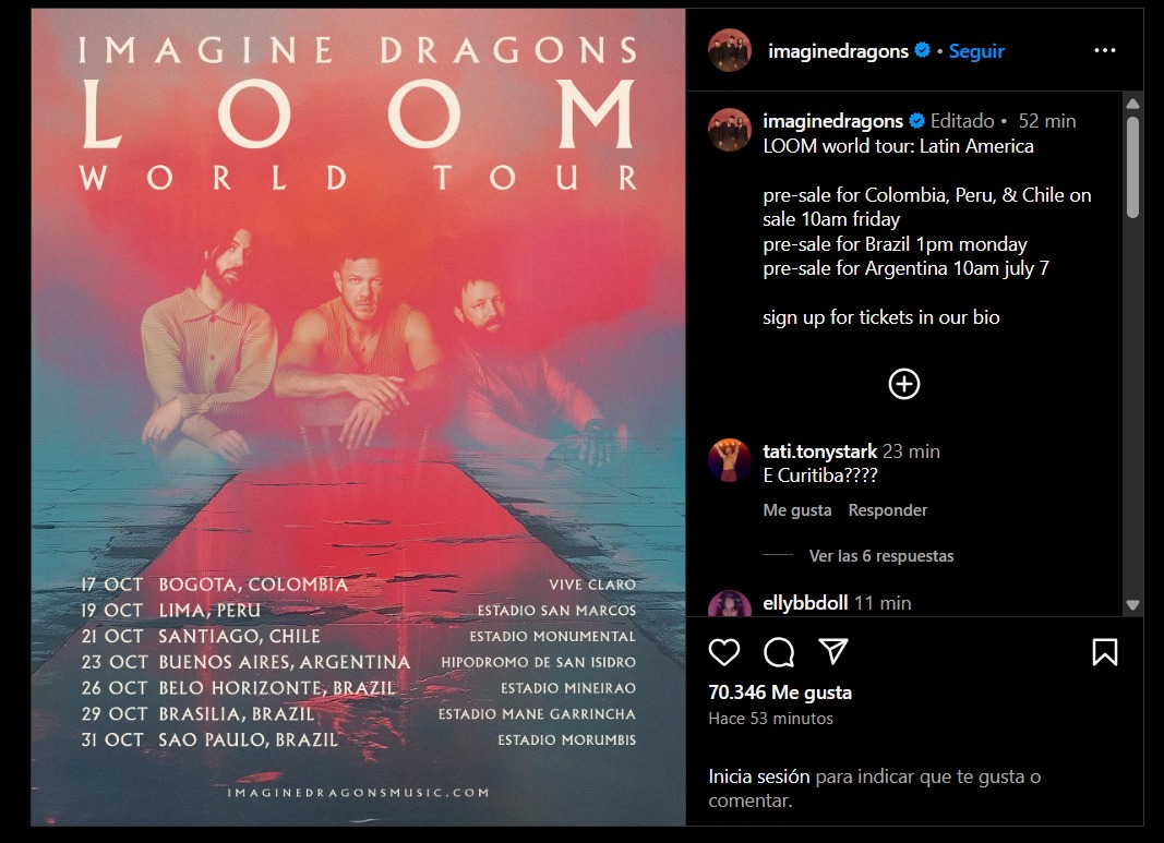 Imagine dragons world tour 2026 - Viajessindestino.com