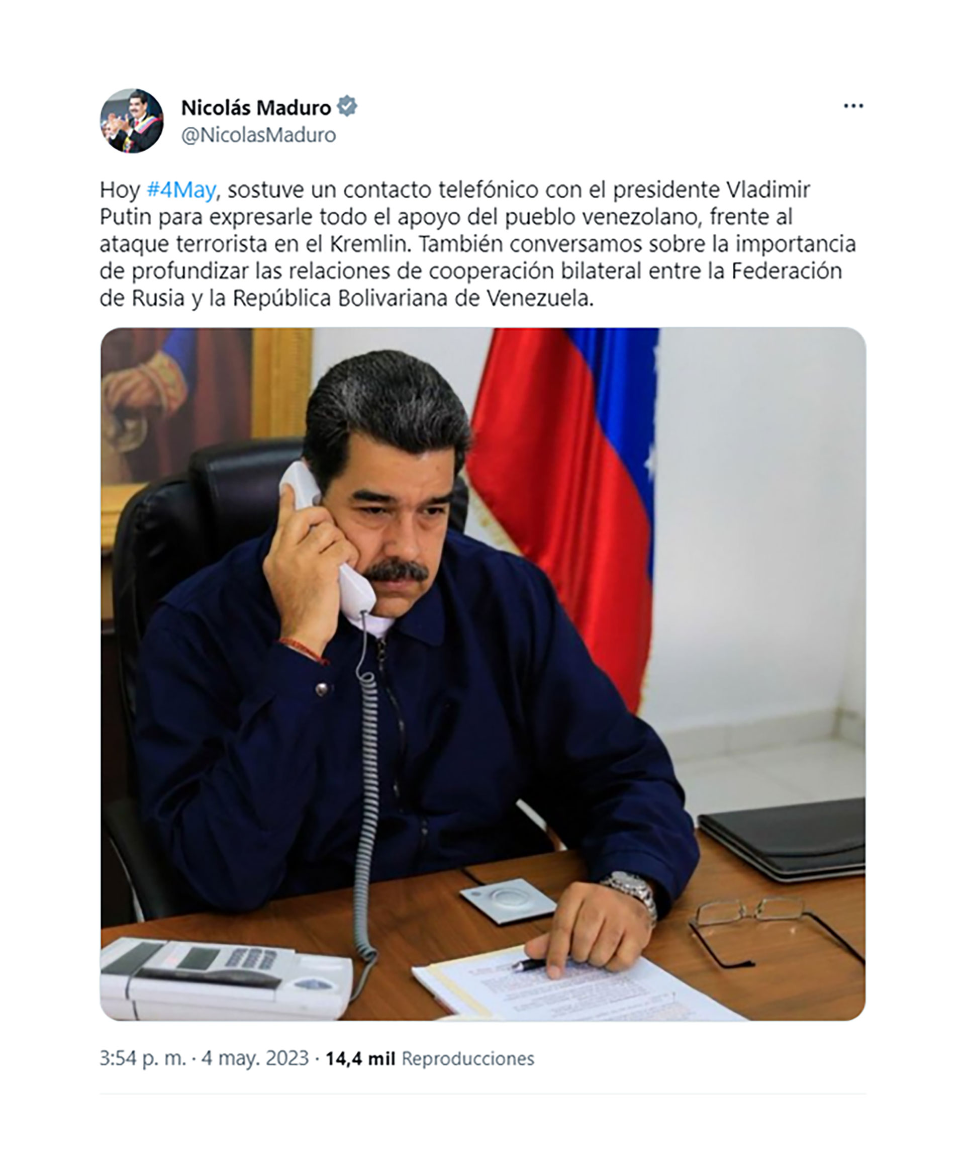 Tras El Supuesto Ataque Contra El Kremlin Maduro Habló Con Putin Y Le Expresó Su Solidaridad