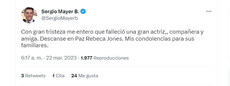 Famosos Y Admiradores Despiden Con Mensajes De Amor A Rebecca Jones En Redes Ejemplo De