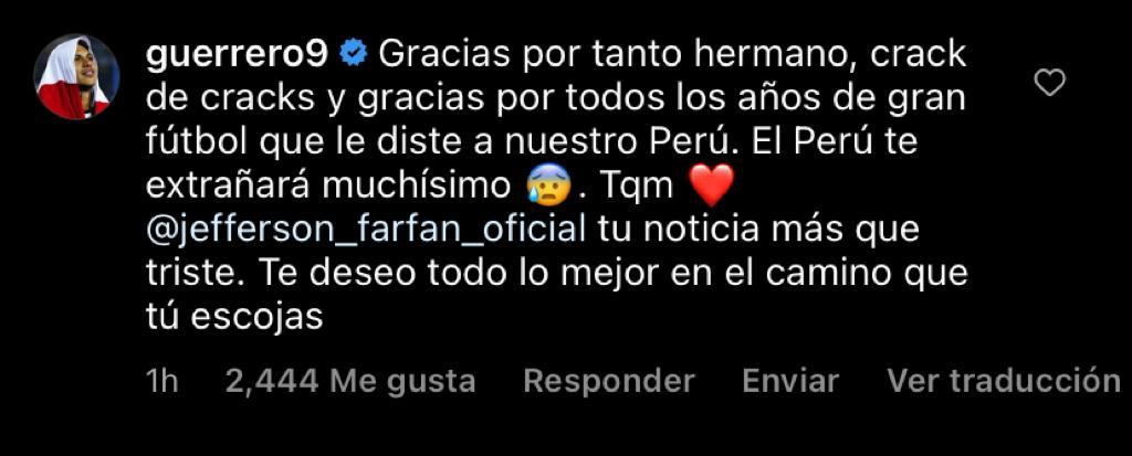 Paolo Guerrero Le Dedicó Un Mensaje A Jefferson Farfán “gracias Por