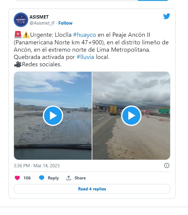 Huaico Llegó Con Fuerza A La Panamericana Norte Y Llenó De Lodo Casetas Del Peaje De Ancón Infobae