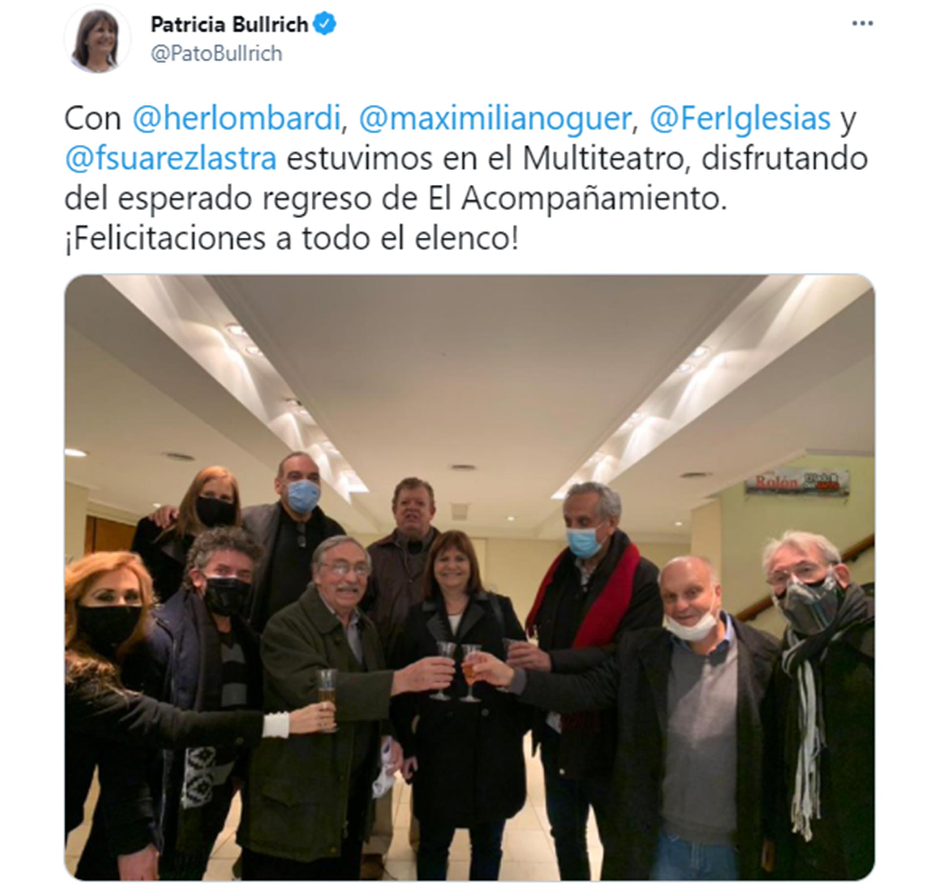 Incómodo Momento Con Patricia Bullrich En La Obra De Luis Brandoni Por Los Protocolos Sanitarios