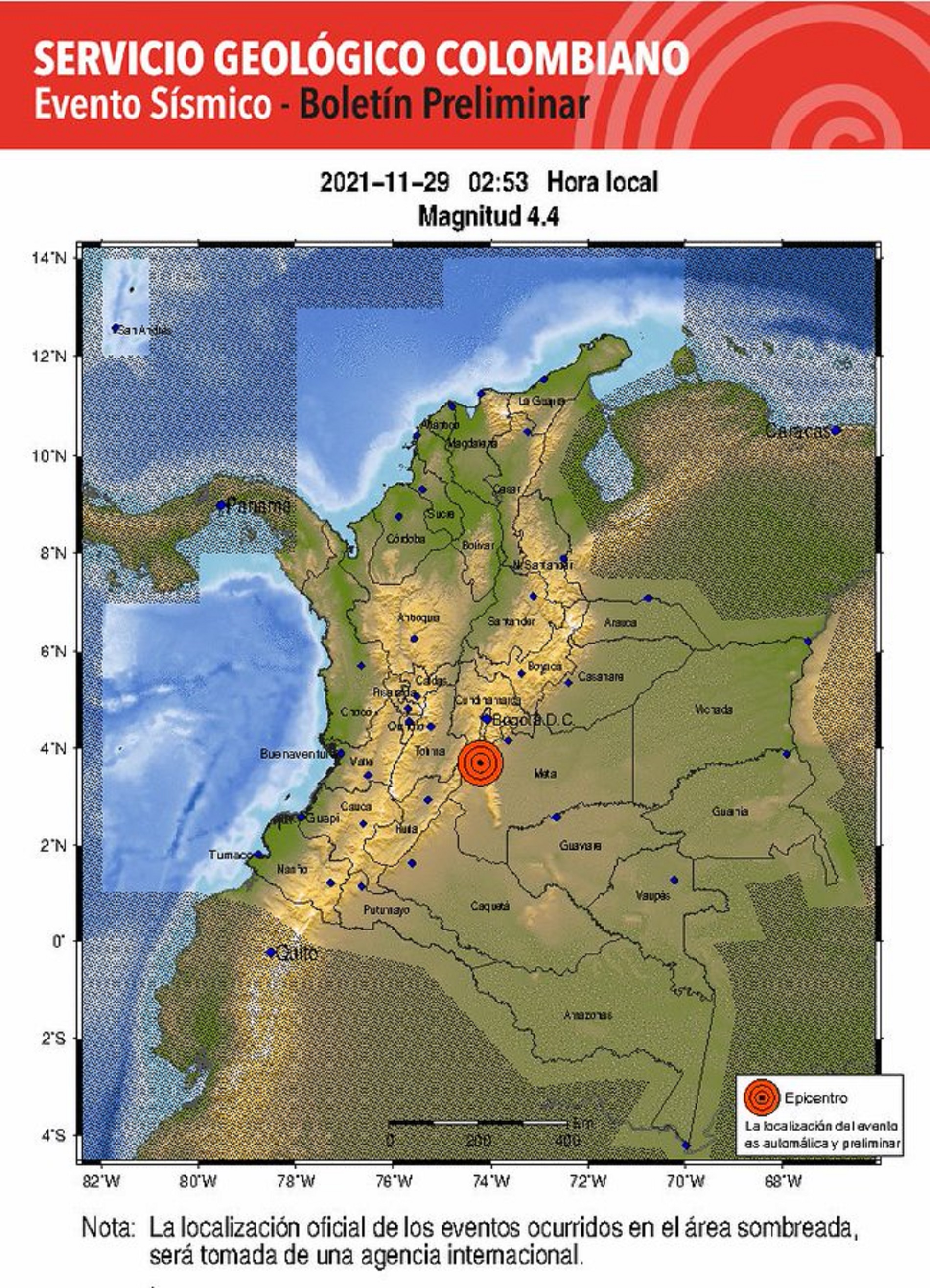 Servicio Geológico Colombiano Reportó Fuerte Temblor De 4 4 En El