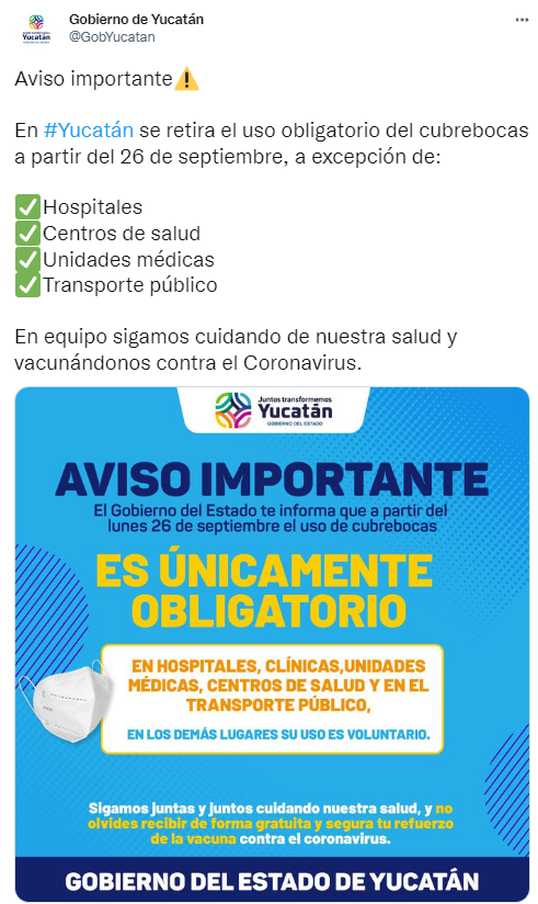 Yucatán Retiró El Uso Obligatorio De Cubrebocas Infobae 3720