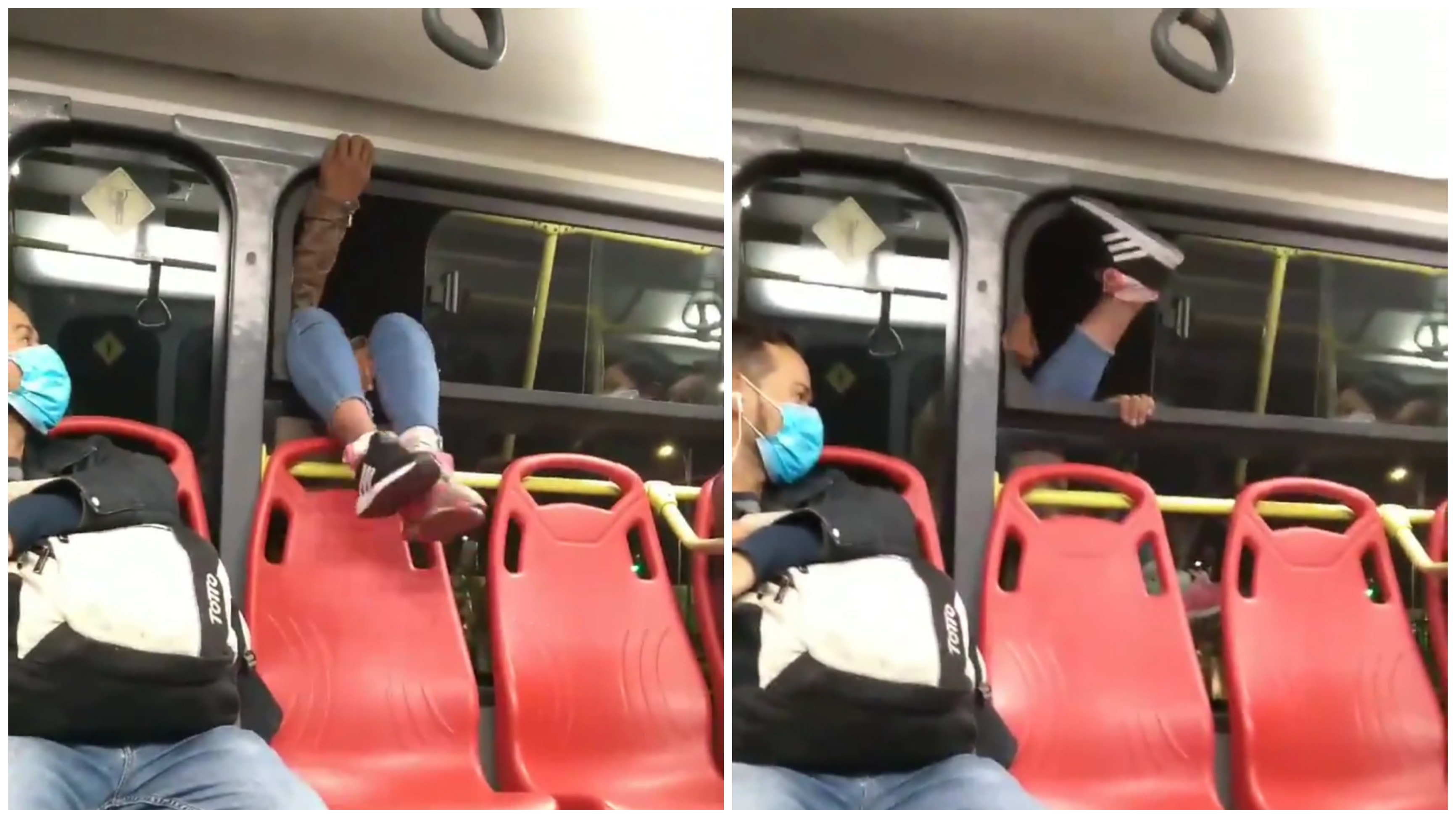 Solo En Colombia Mujer Se Bajó De Bus De Transmilenio Por La Ventana Infobae