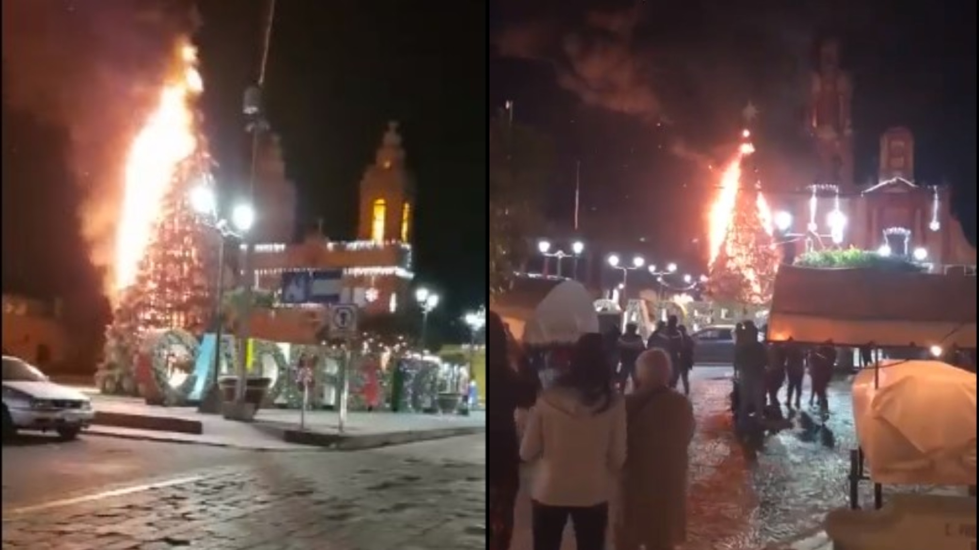 Por Pirotecnia árbol De Navidad En Querétaro Fue Consumido Por Las Llamas Infobae