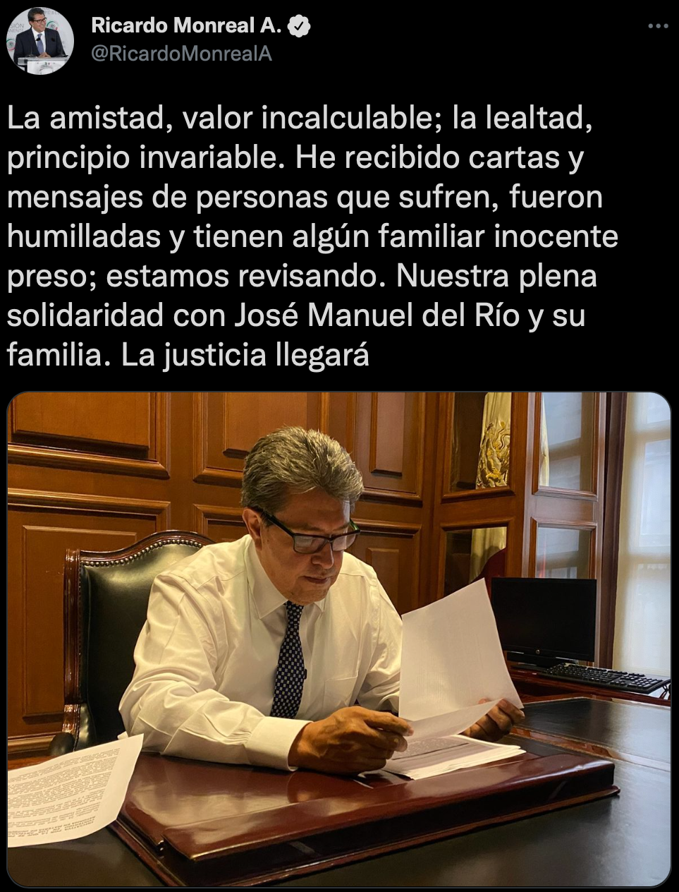 “la Justicia Llegará” El Mensaje De Ricardo Monreal A José Manuel Del 4652