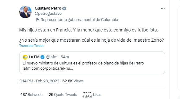 Ministro E De Cultura Envió Carta A Patricia Ariza Continuará Su