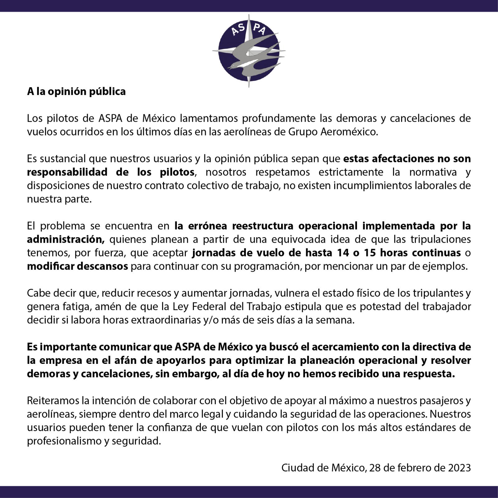 Aeroméxico Culpó A Aspa Por Demoras Y Cancelaciones De Vuelos “está