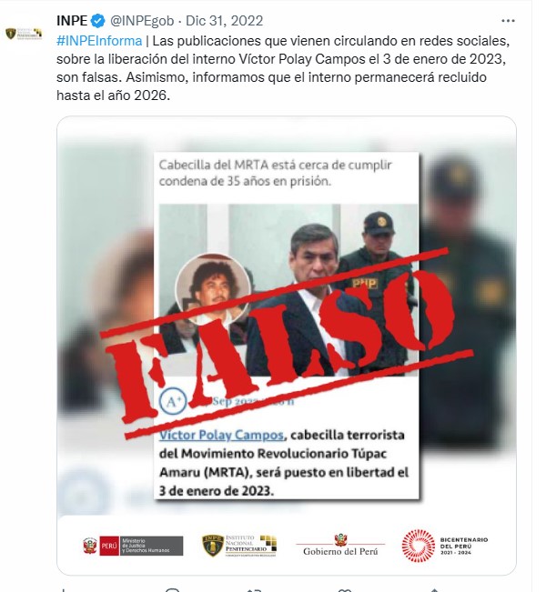 Inpe Informa Que Víctor Polay Cabecilla Del Mrta Cumplirá Sentencia Hasta El 2026 Infobae