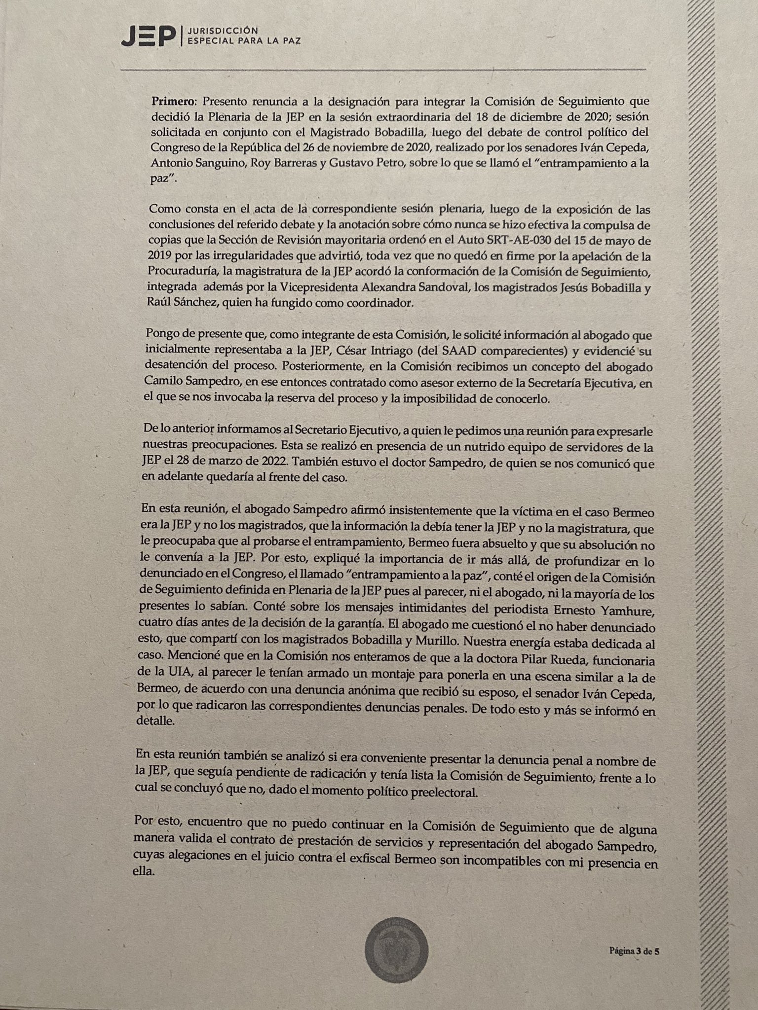 Magistrada De La Jep Dio Detalles Sobre El Supuesto “entrampamiento” En